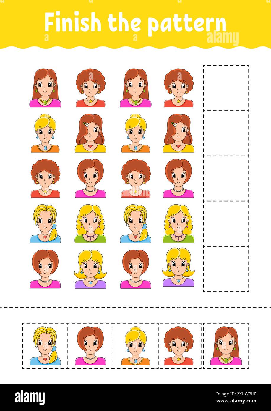 Finish the pattern. Cut and play. Education developing worksheet ...