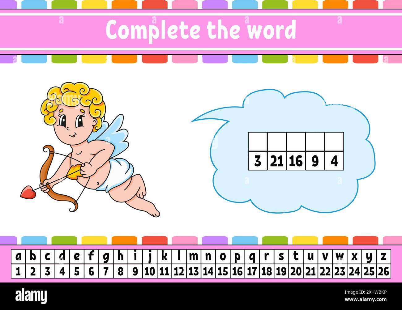 Complete the words. Cipher code. Learning vocabulary and numbers ...