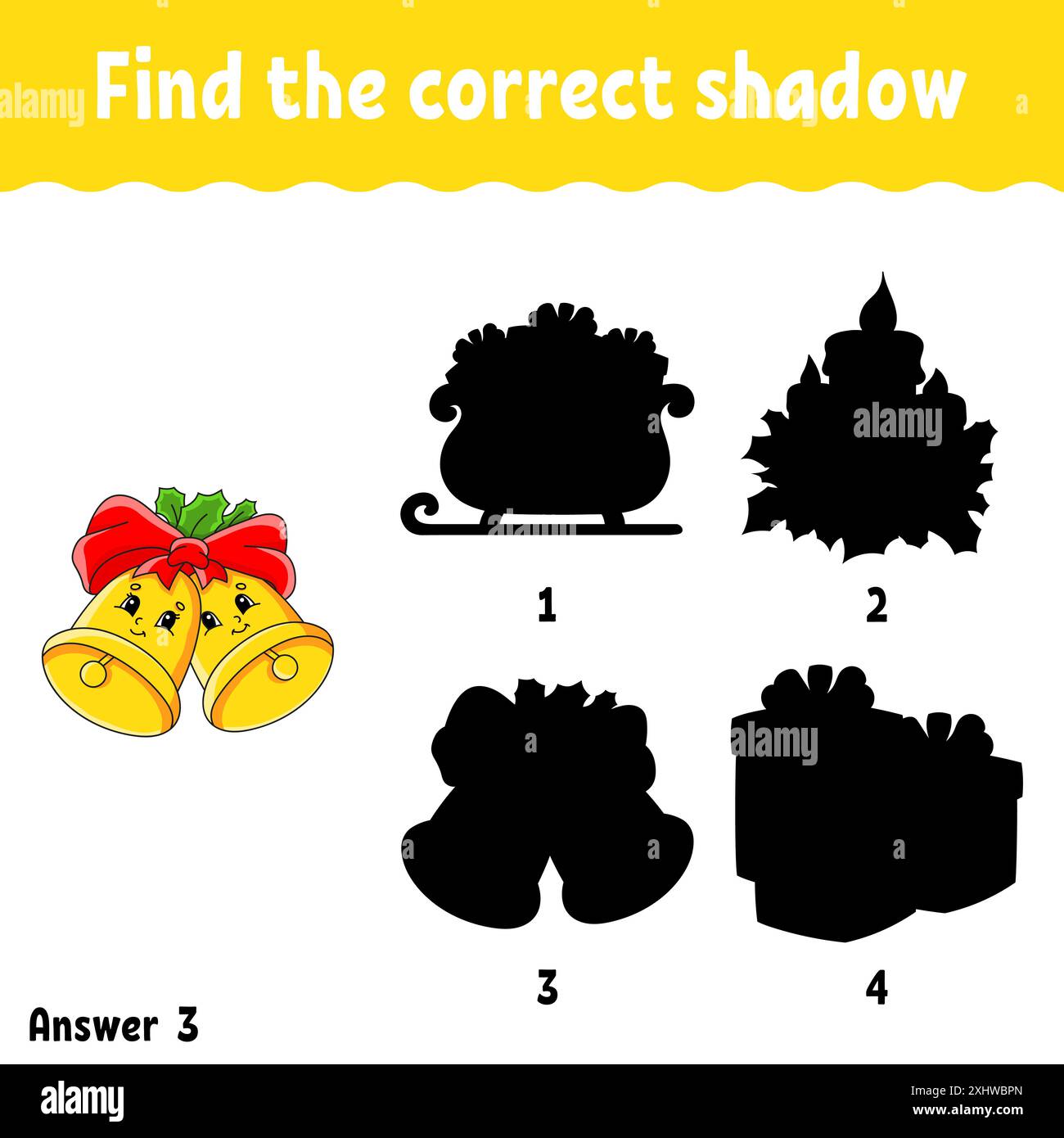 Find the correct shadow. Education developing worksheet. Christmas ...