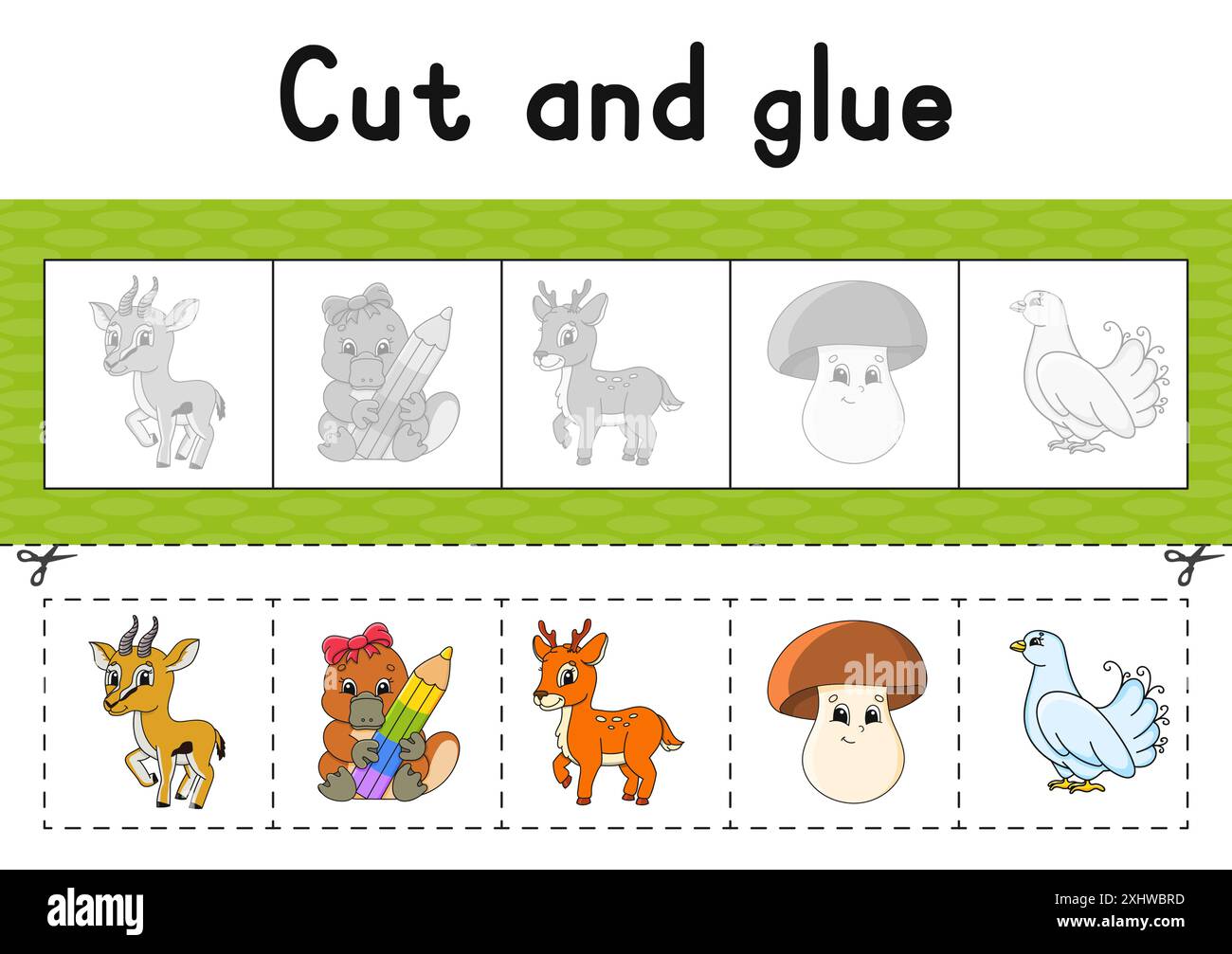 Cut and glue. Color activity worksheet for kids. Game for children ...