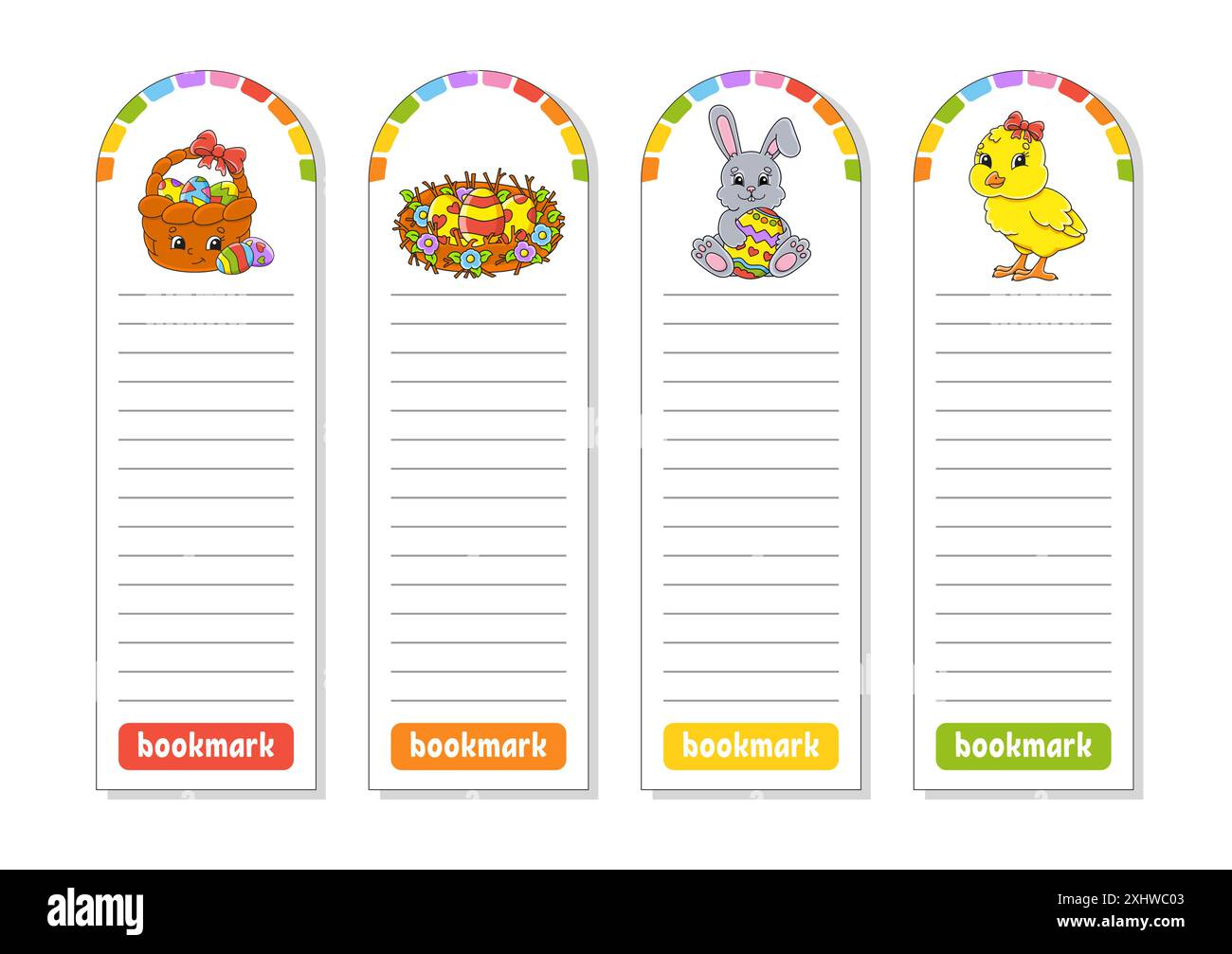 Set of paper bookmarks for books with cute cartoon characters. For kids ...