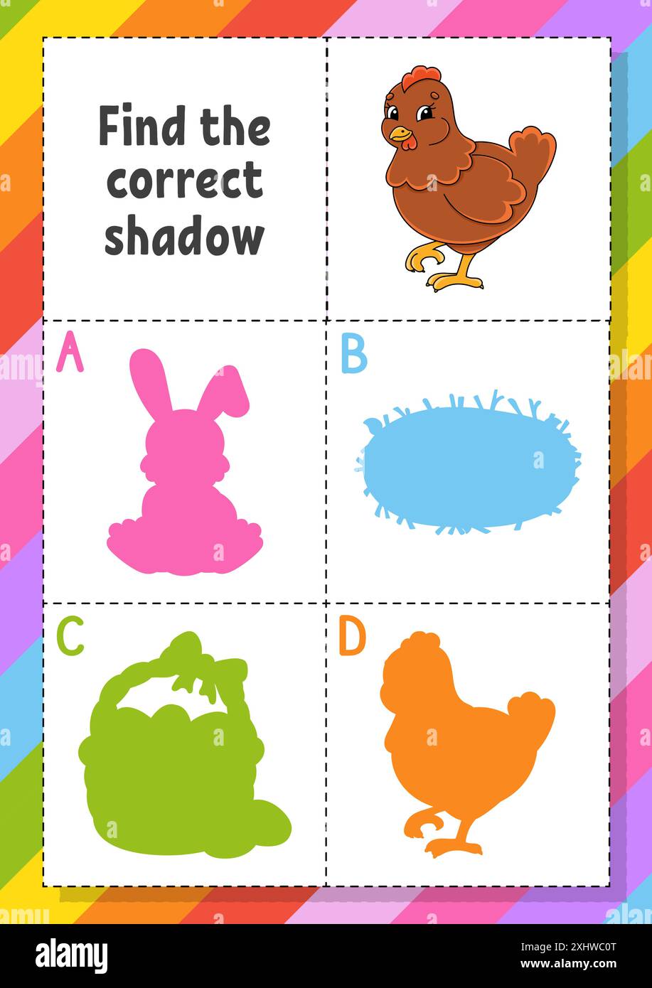 Find the correct shadow. Easter theme. Education developing worksheet ...