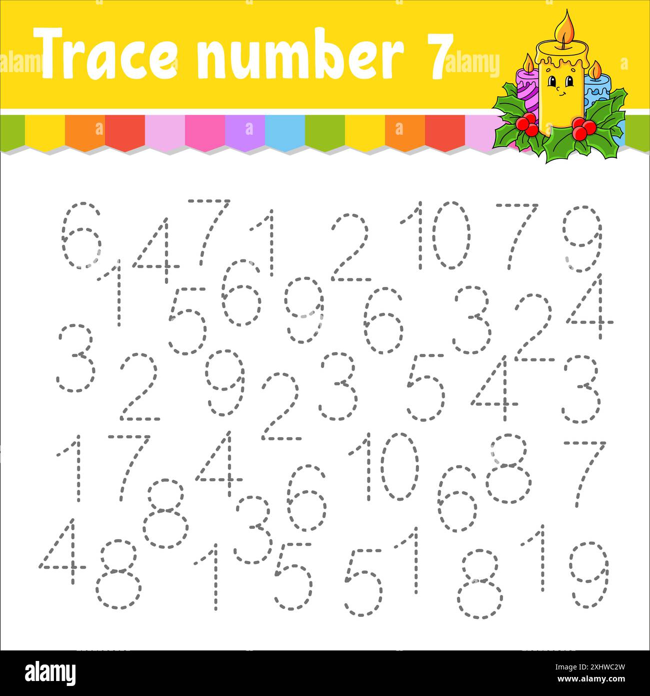 Trace number . Handwriting practice. Learning numbers for kids ...