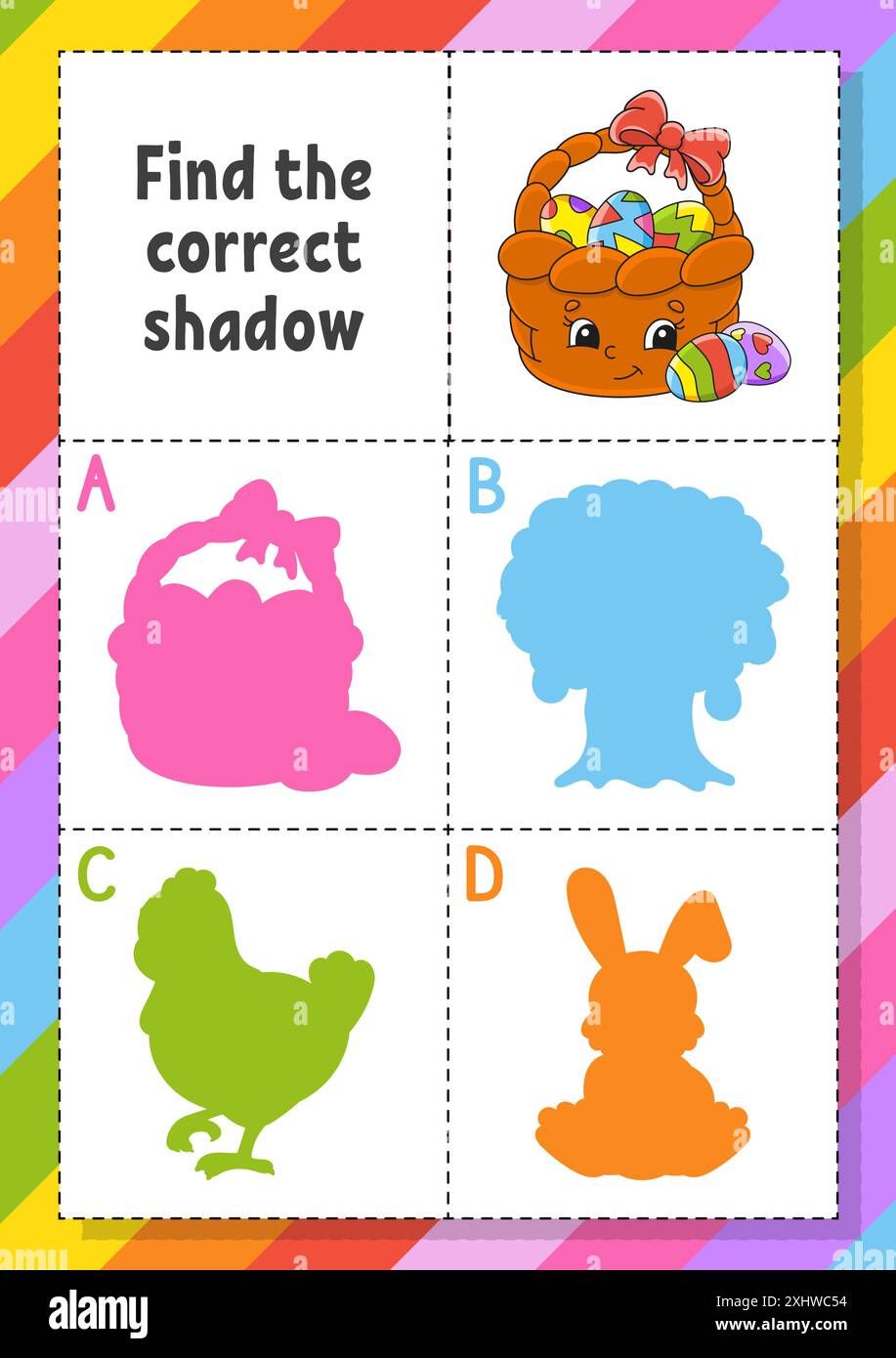 Find the correct shadow. Easter theme. Education developing worksheet ...