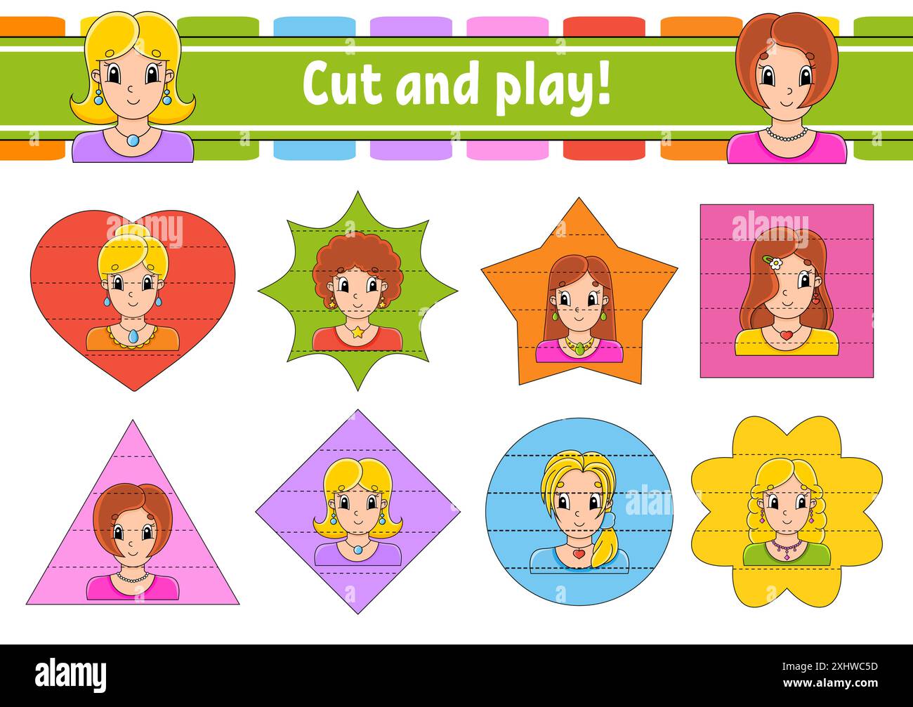 Cut and play. Logic puzzle for kids. Education developing worksheet ...