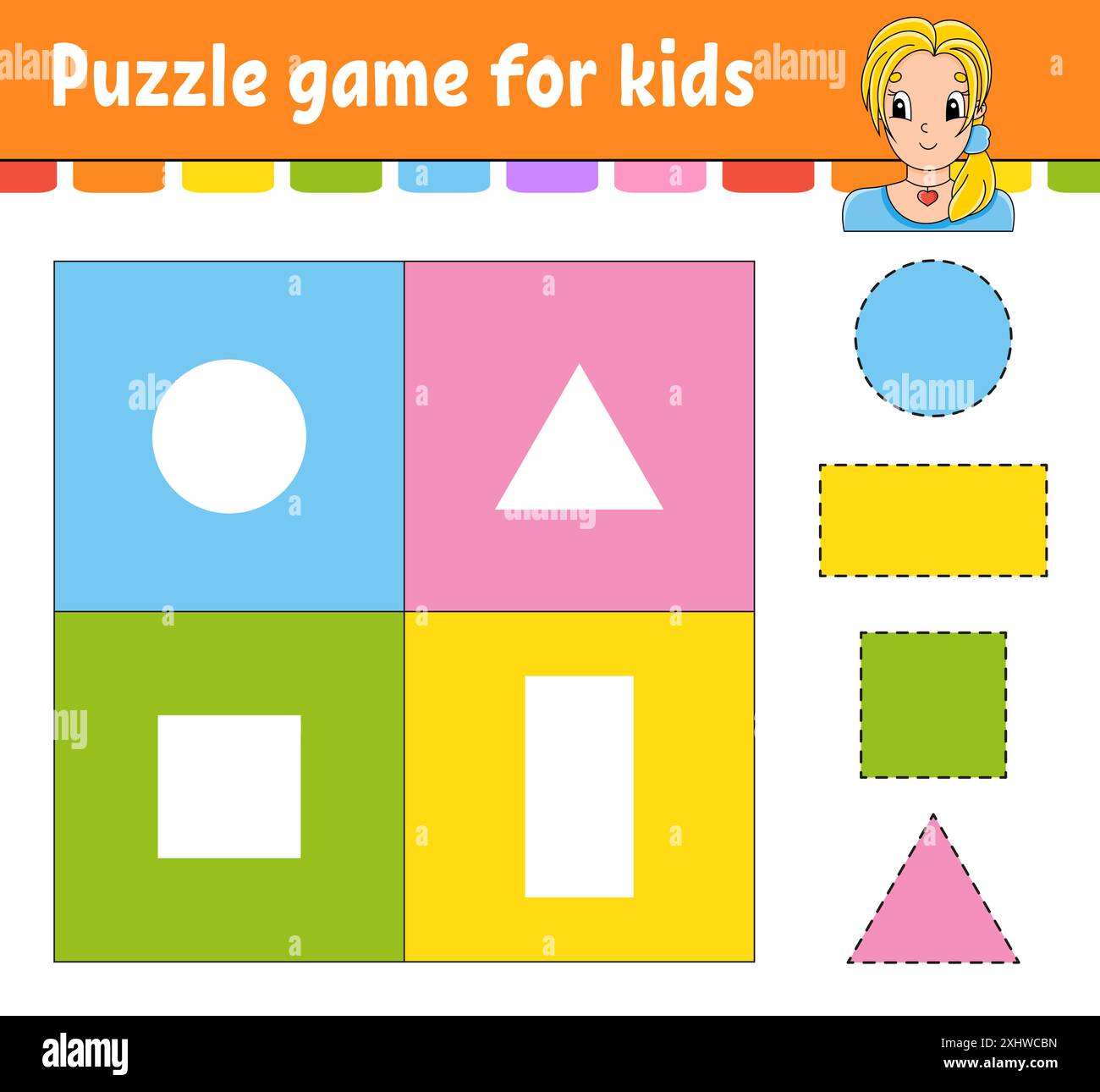 Puzzle game for kids. Cut and paste. Cutting practice. Learning shapes ...