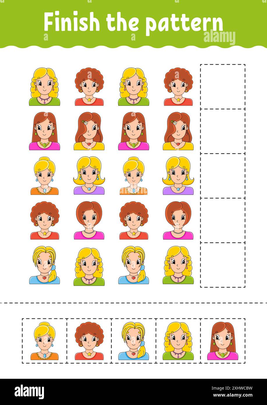 Finish the pattern. Cut and play. Education developing worksheet ...