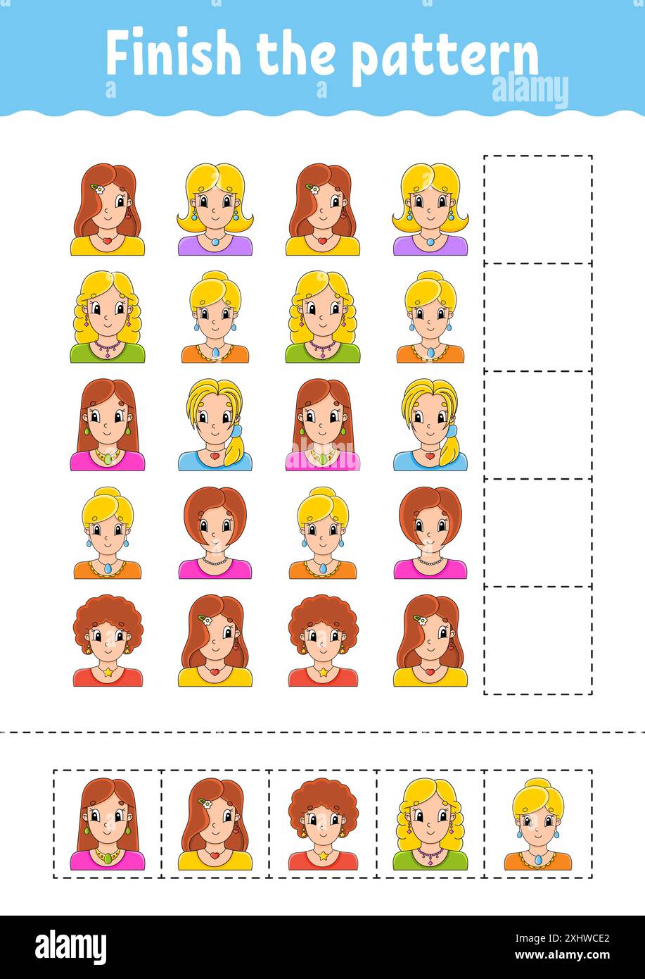 Finish the pattern. Cut and play. Education developing worksheet ...