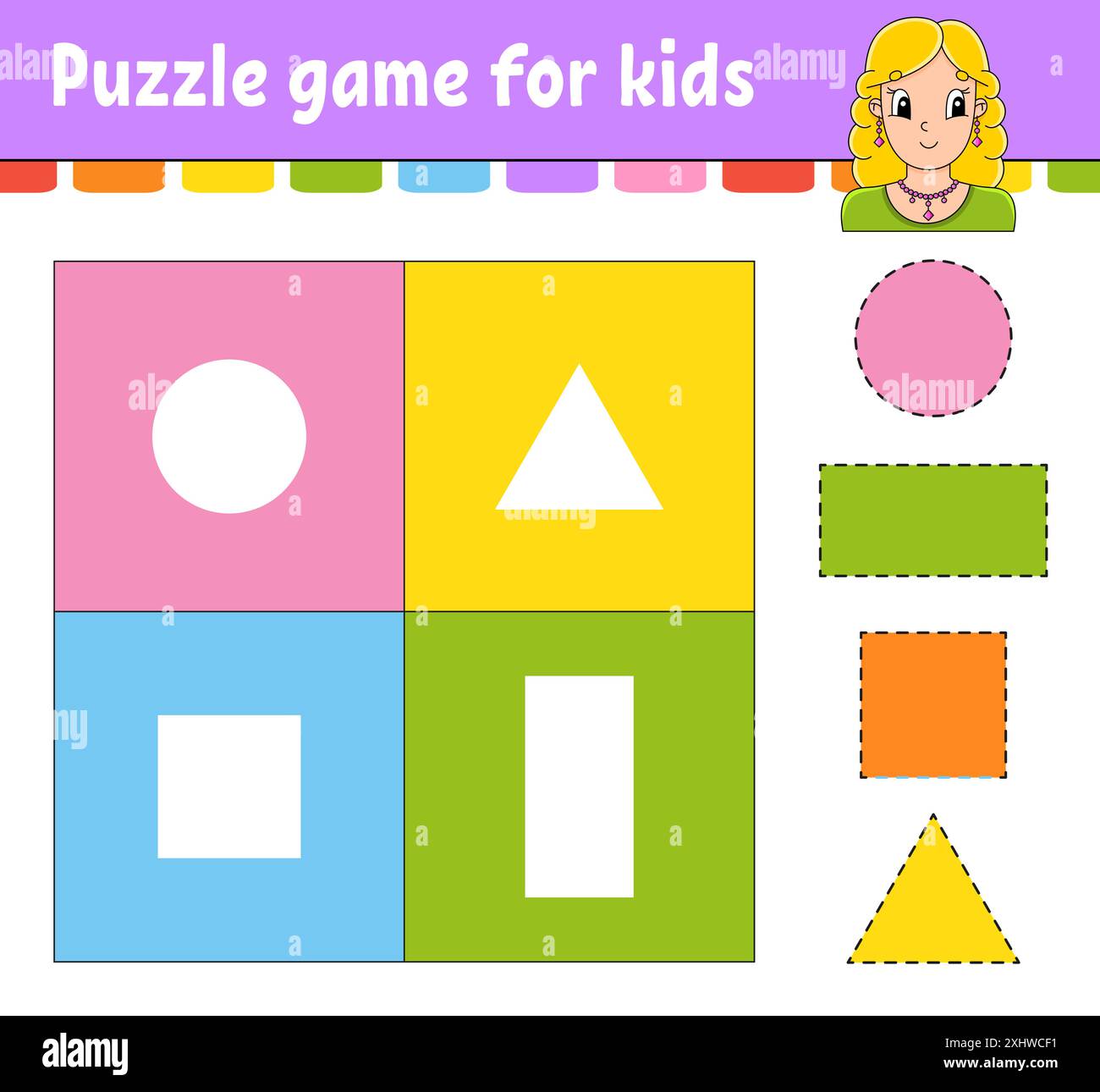 Puzzle game for kids. Cut and paste. Cutting practice. Learning shapes ...