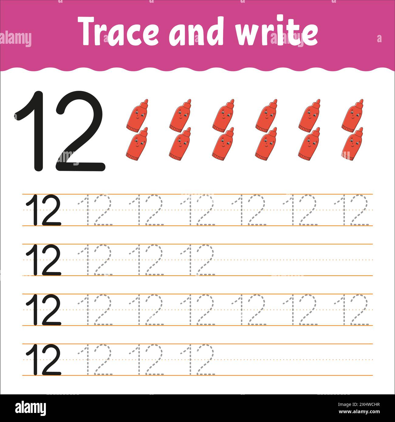 Learn Numbers. Trace and write. Handwriting practice. Learning numbers ...
