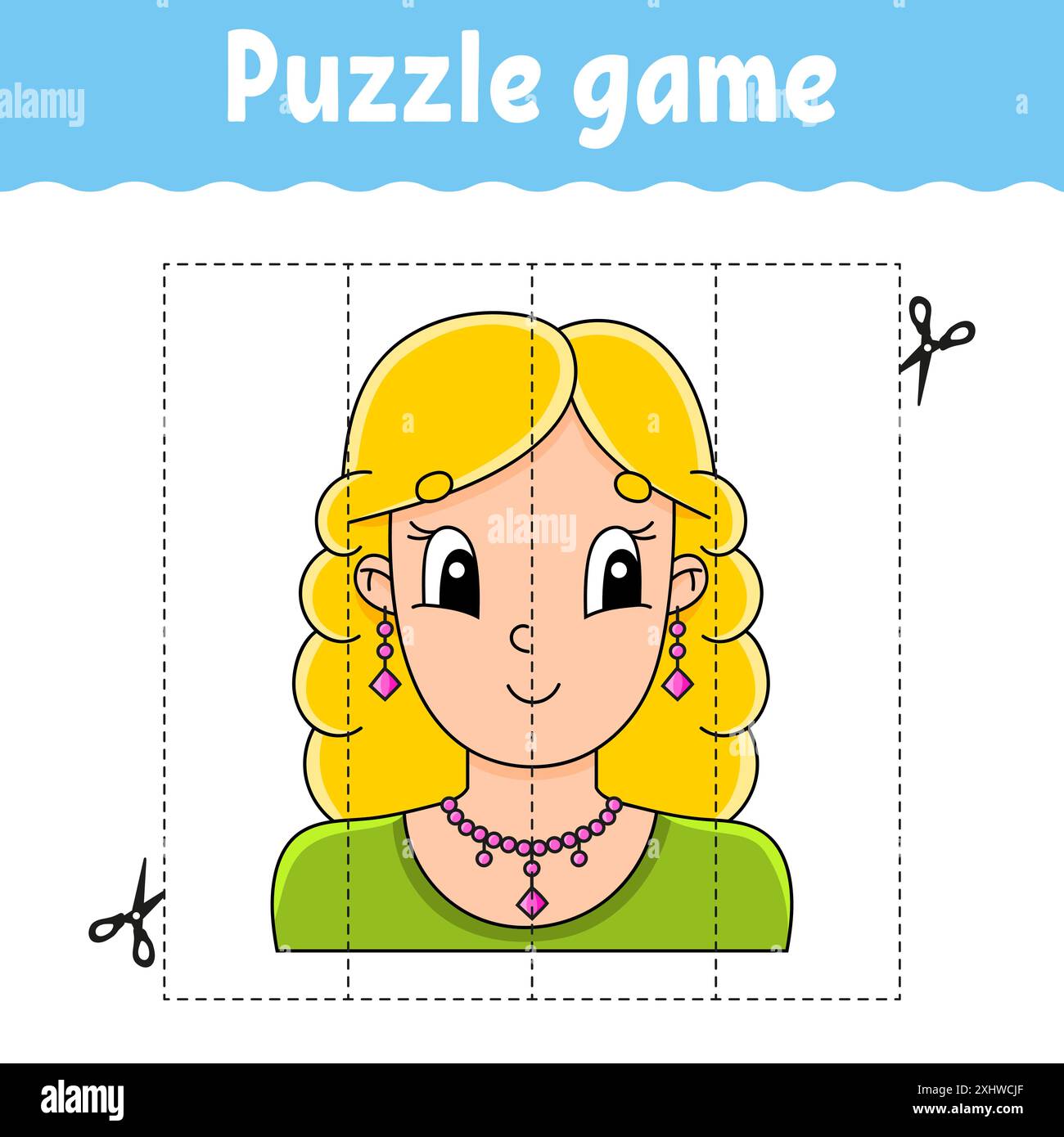 Puzzle game for kids. Cutting practice. Education developing worksheet ...