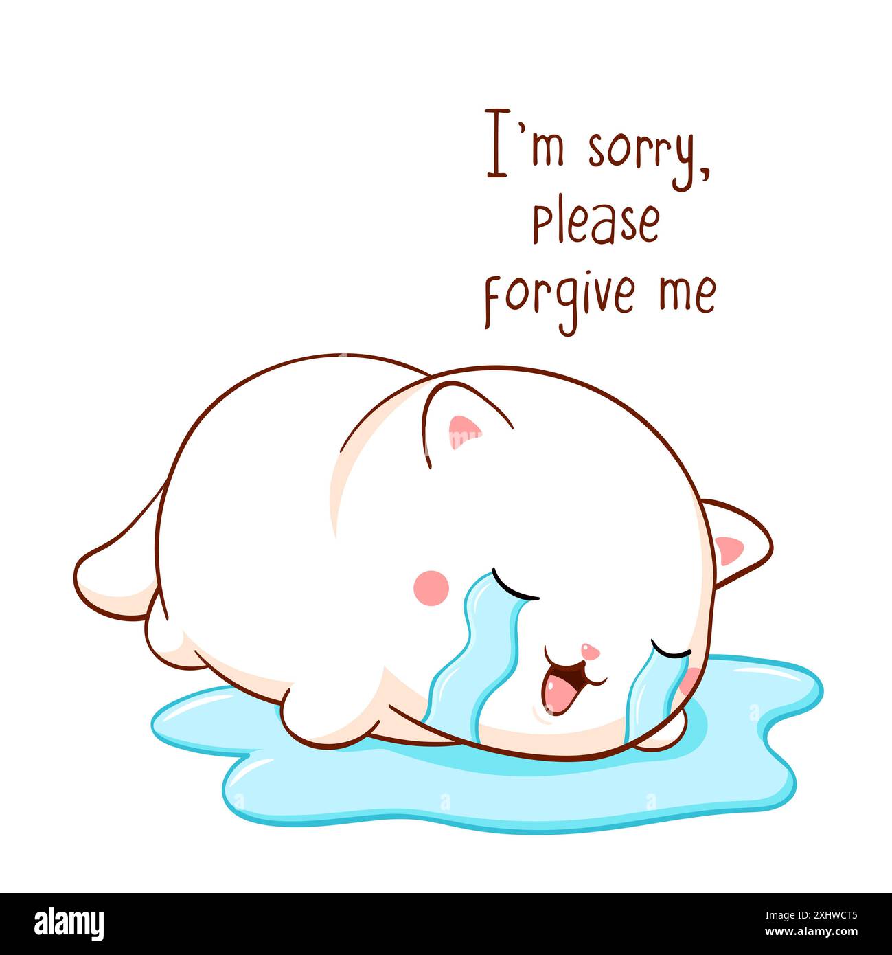 Apologize card with crying little kitten. Inscription I'm sorry, please ...