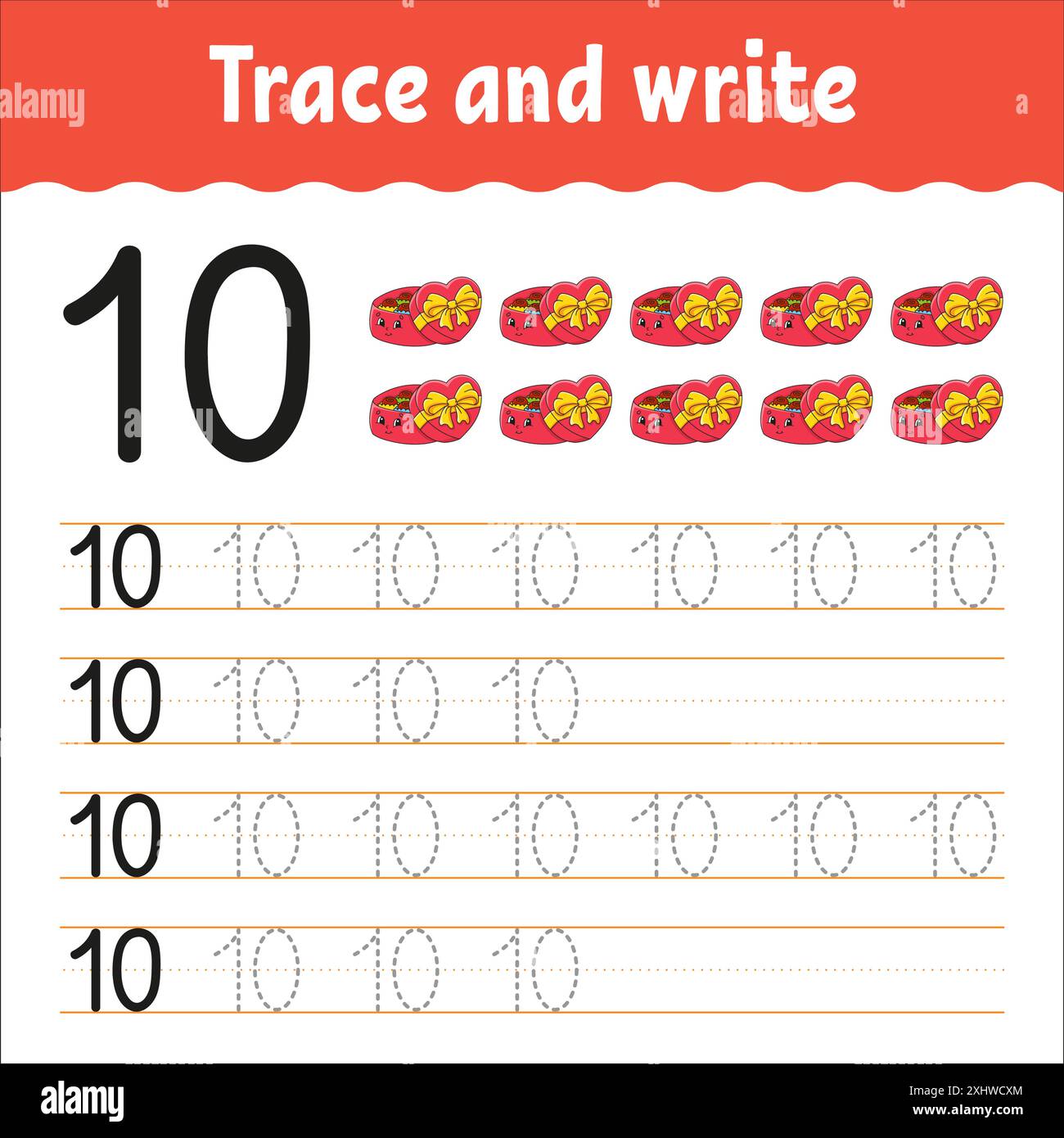 Learn Numbers. Trace and write. Handwriting practice. Education ...