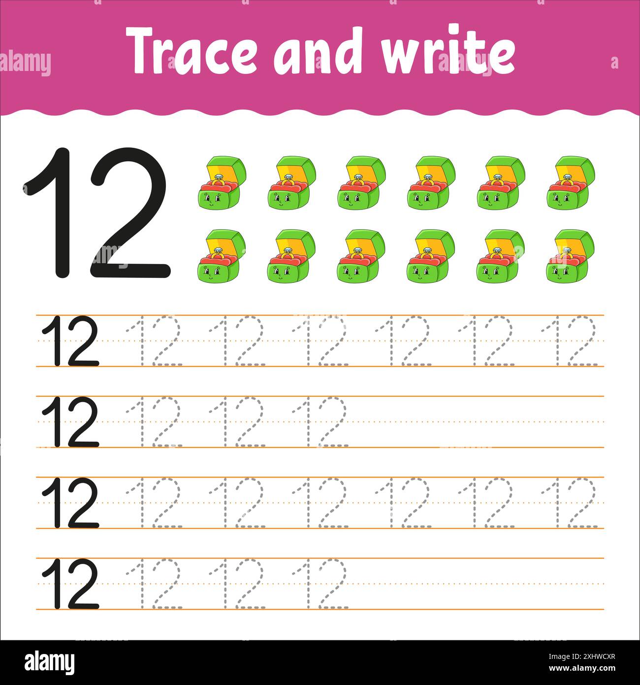 Learn Numbers. Trace and write. Handwriting practice. Education ...