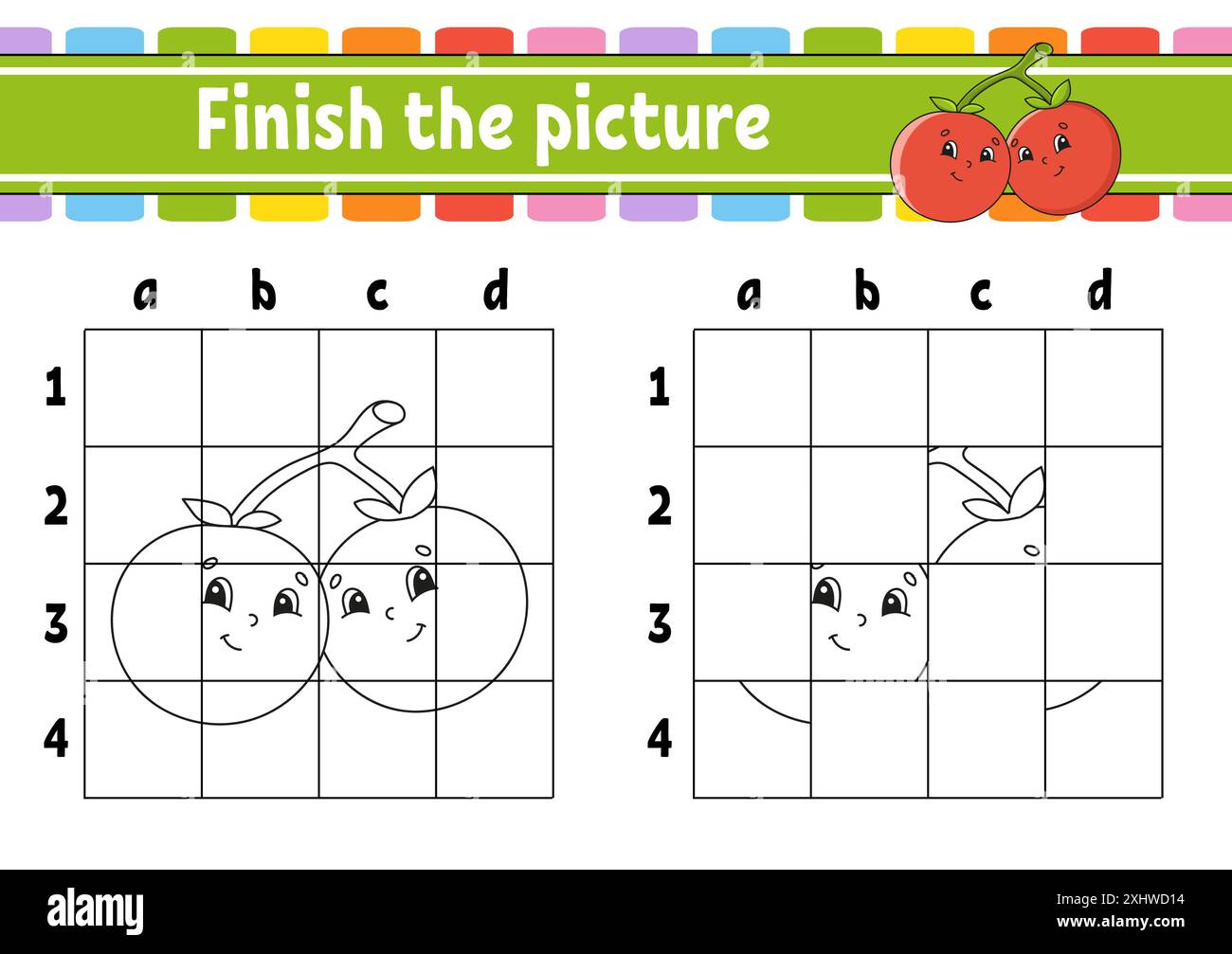 Finish the picture. Coloring book pages for kids. Education developing ...