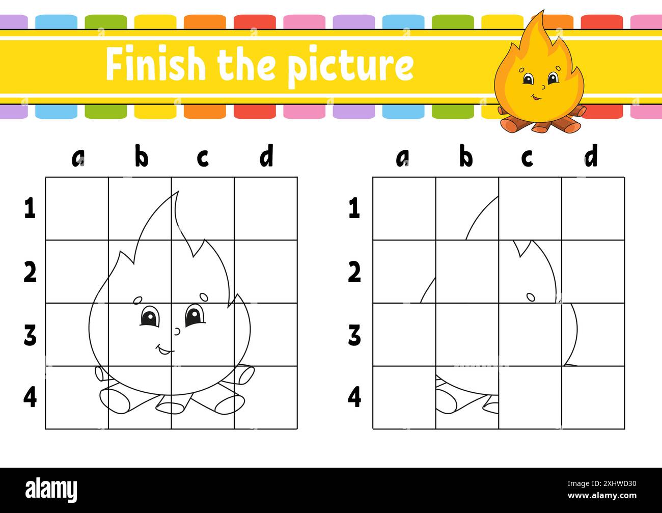 Finish the picture. Coloring book pages for kids. Education developing ...