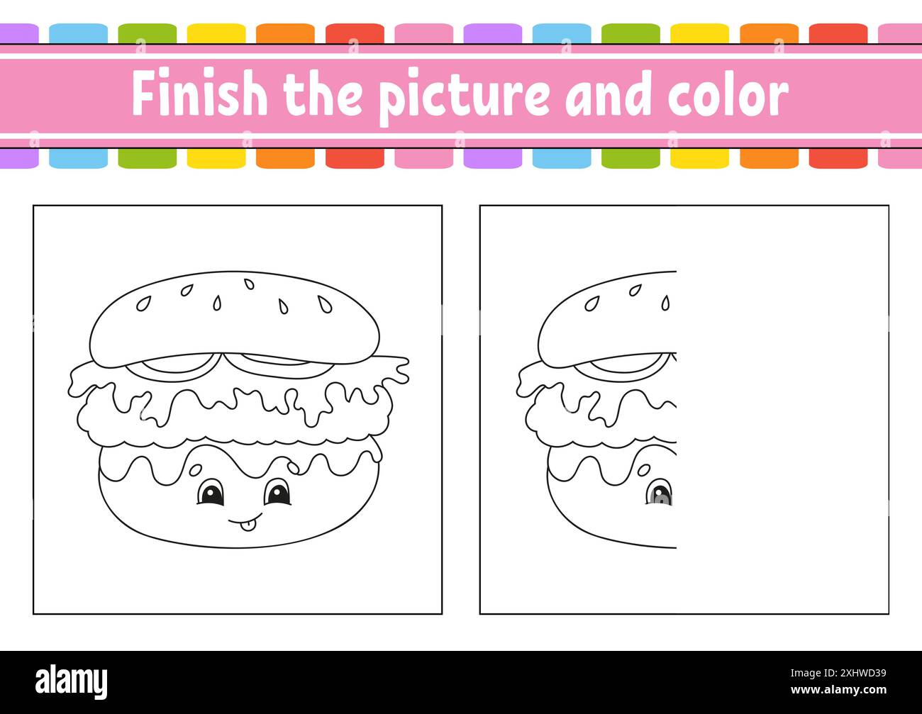 Finish the picture and color. cartoon character isolated on white ...