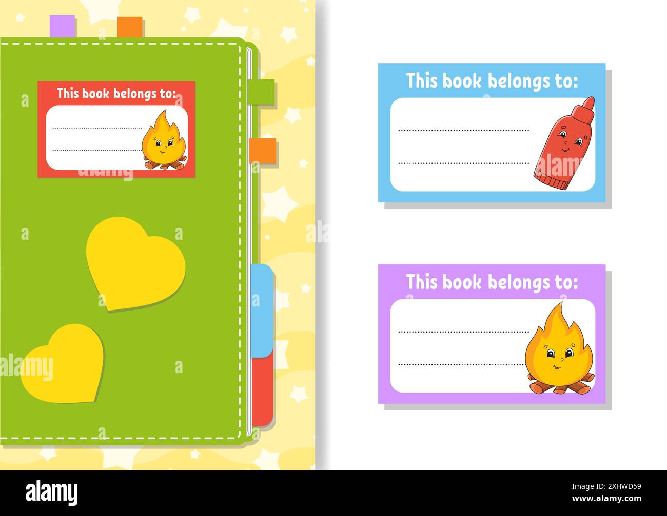 Book label stickers for kids. The rectangular shape. Isolated color ...
