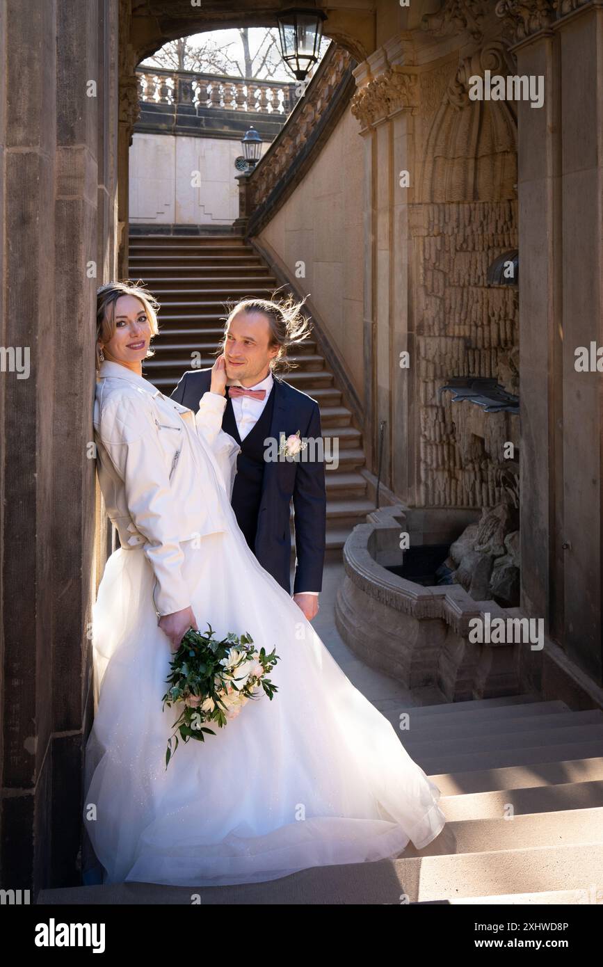 Cute bride and groom on their wedding day в Stock Photo - Alamy
