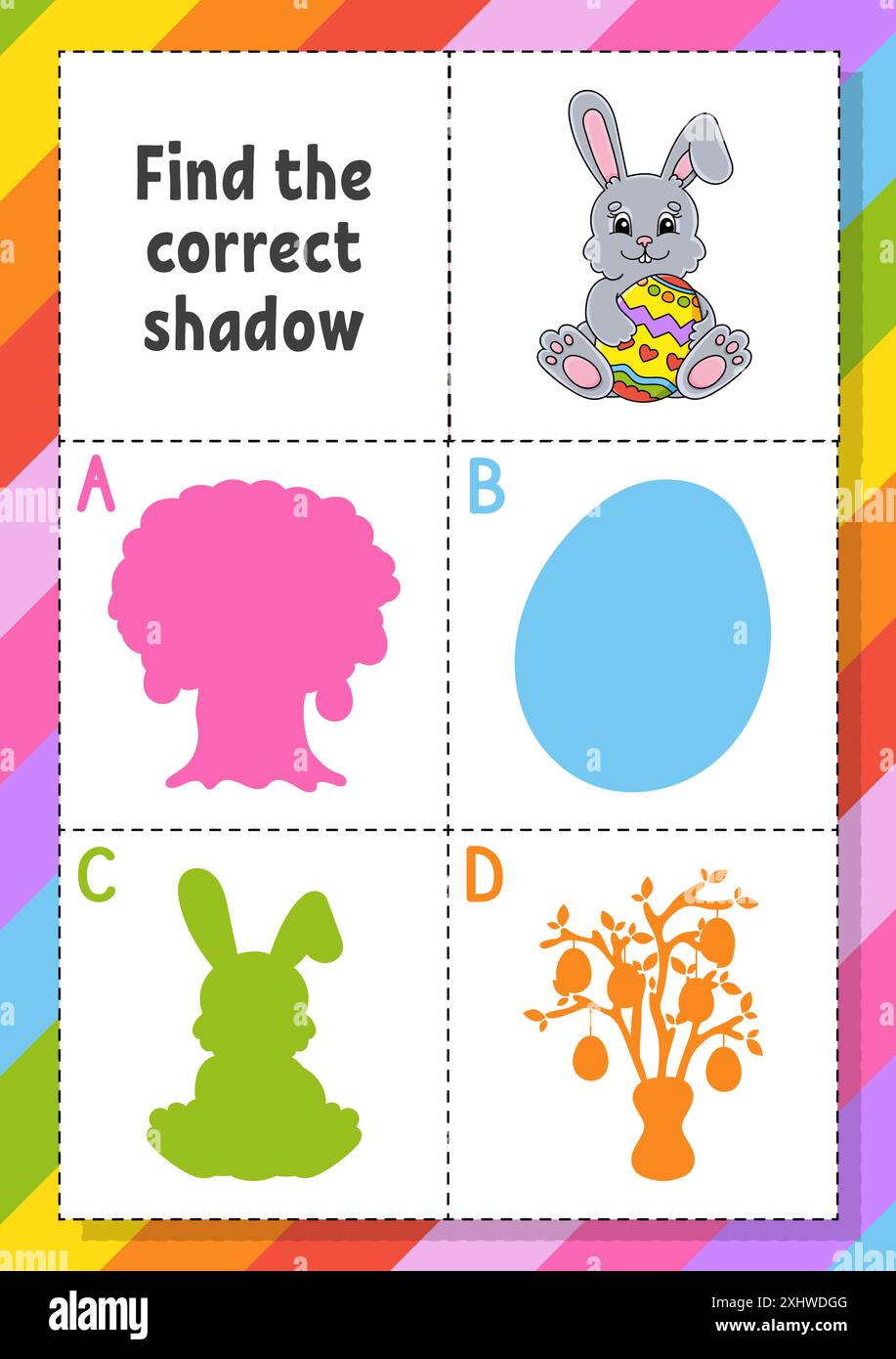 Find the correct shadow. Easter theme. Education developing worksheet ...