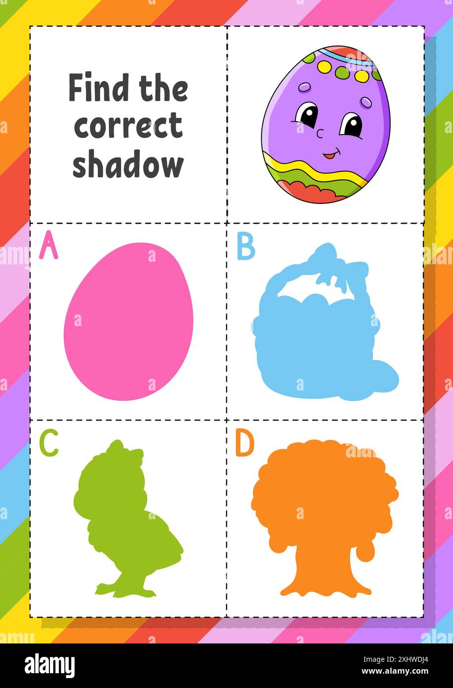 Find the correct shadow. Easter theme. Education developing worksheet ...