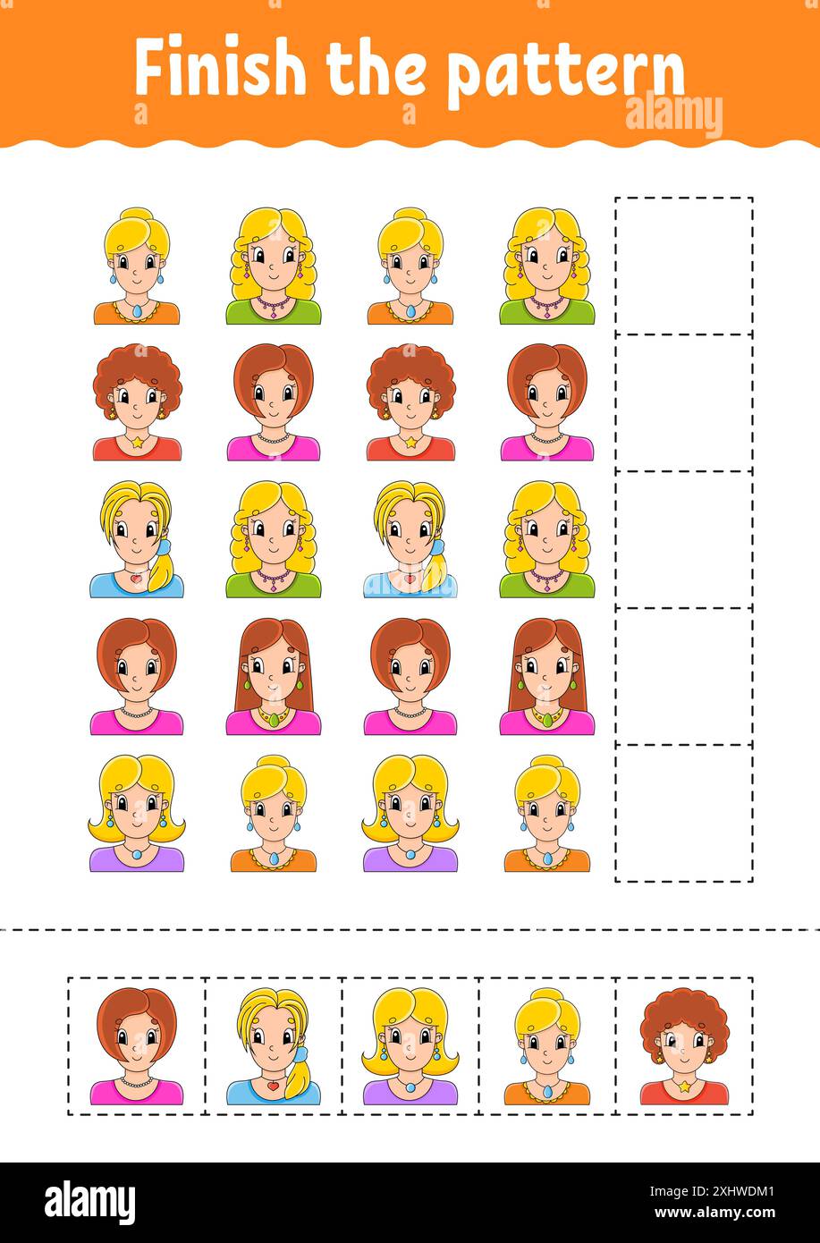 Finish the pattern. Cut and play. Education developing worksheet ...