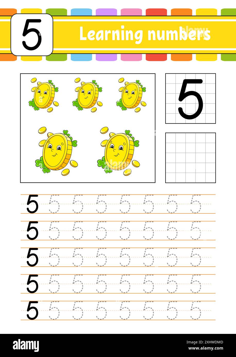 Trace and write numbers. Handwriting practice. Learning numbers for ...