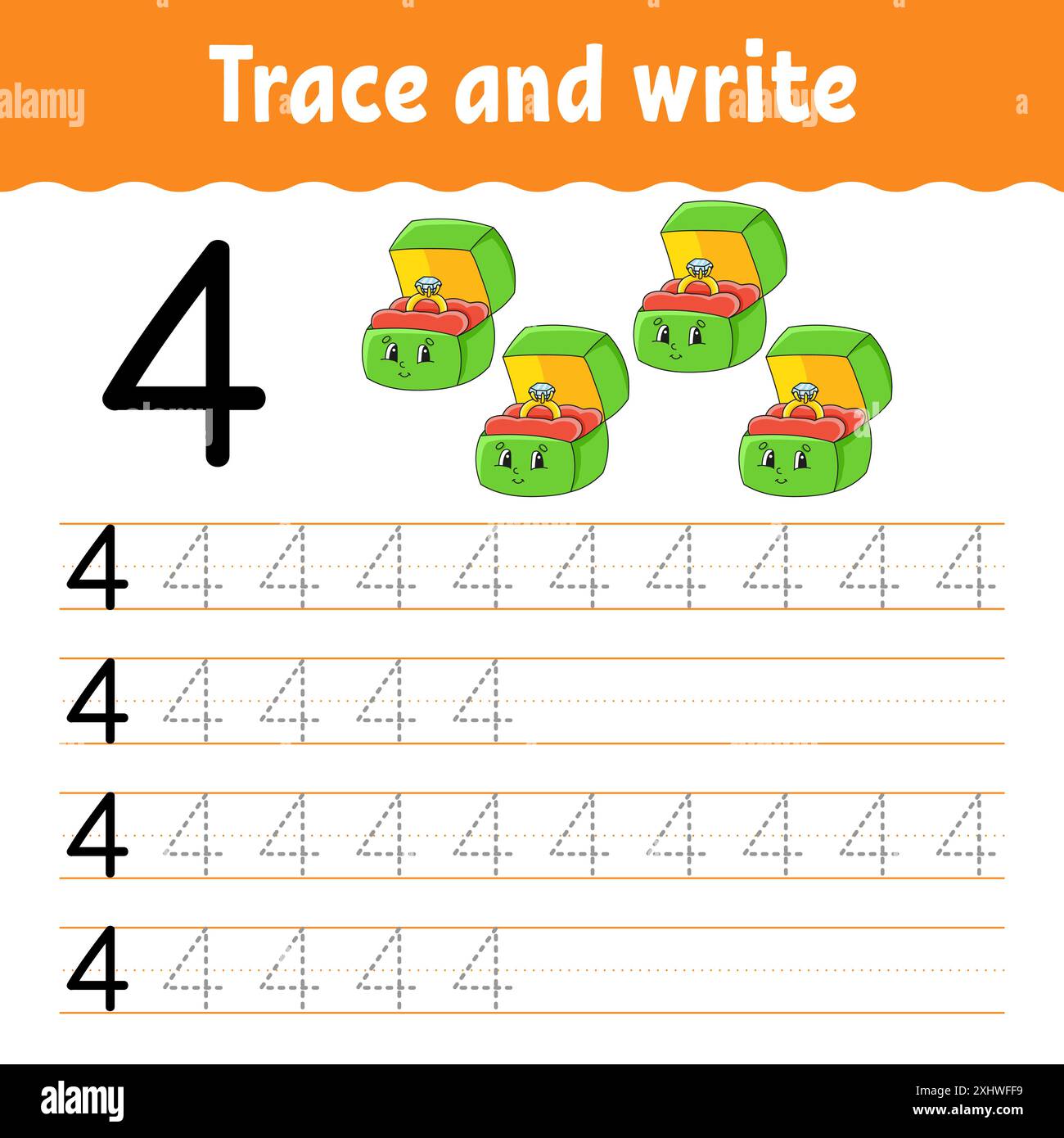 Learn Numbers. Trace and write. Handwriting practice. Education ...