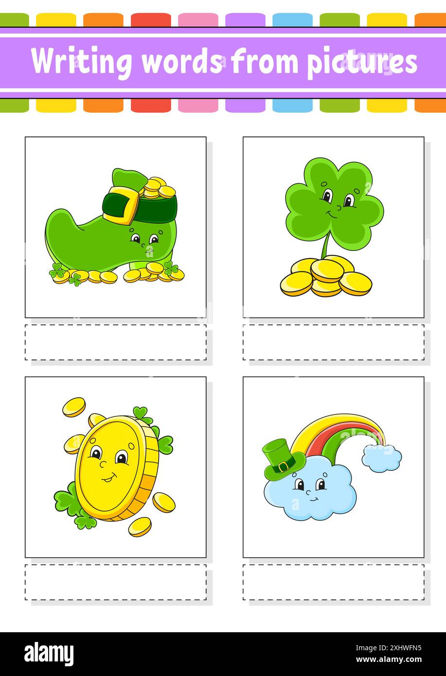 Writing words from pictures. Education developing worksheet. Activity ...