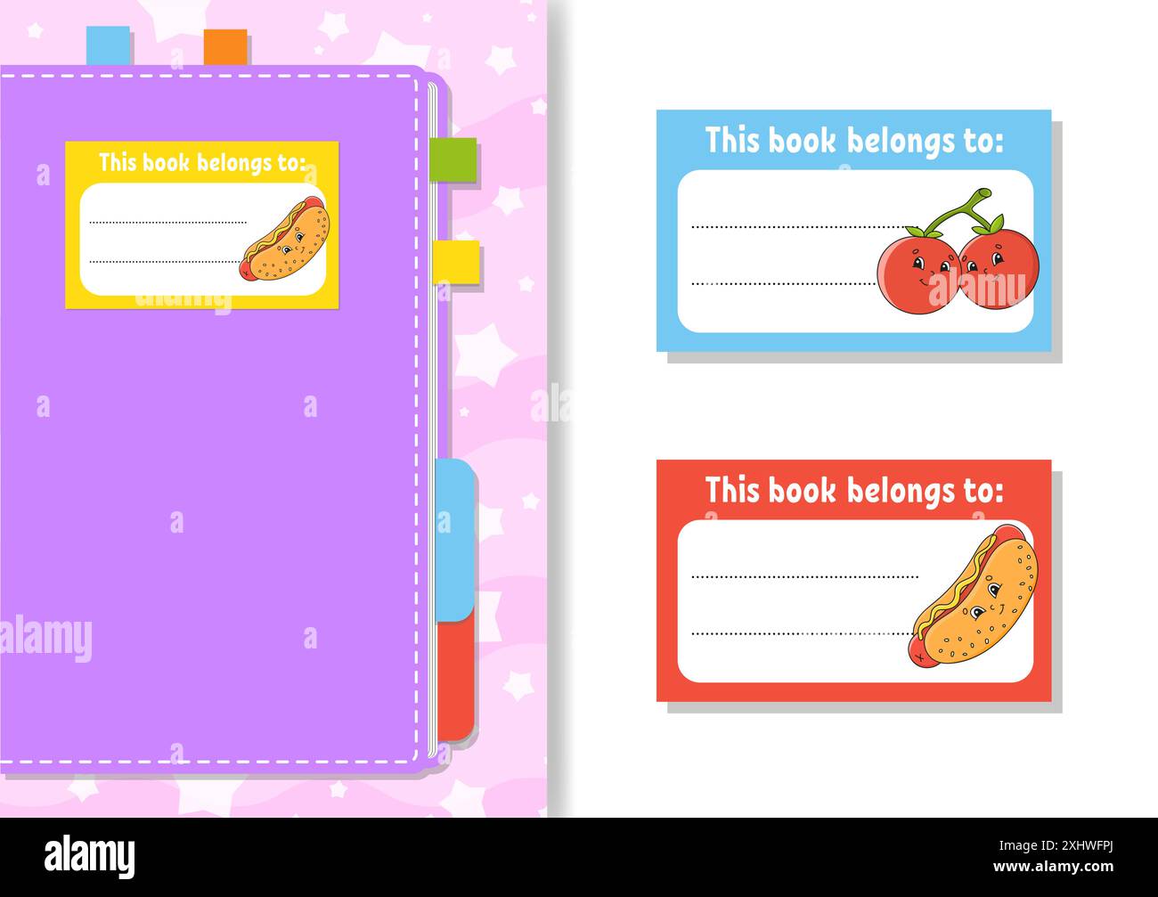 Book label stickers for kids. The rectangular shape. Isolated color ...