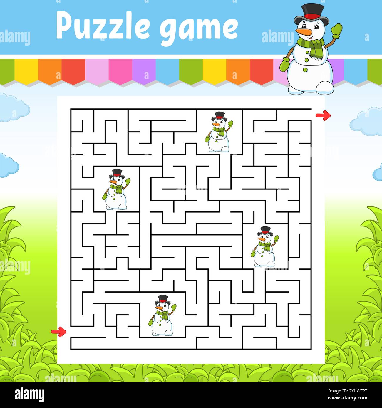 Square maze. Game for kids. Puzzle for children. Labyrinth conundrum ...
