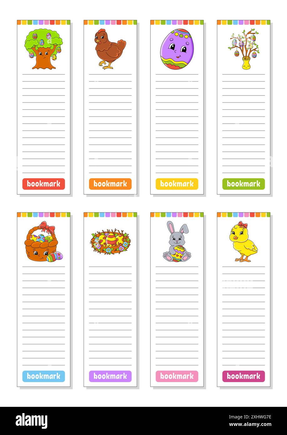 Set of paper bookmarks for books with cute cartoon characters. For kids ...