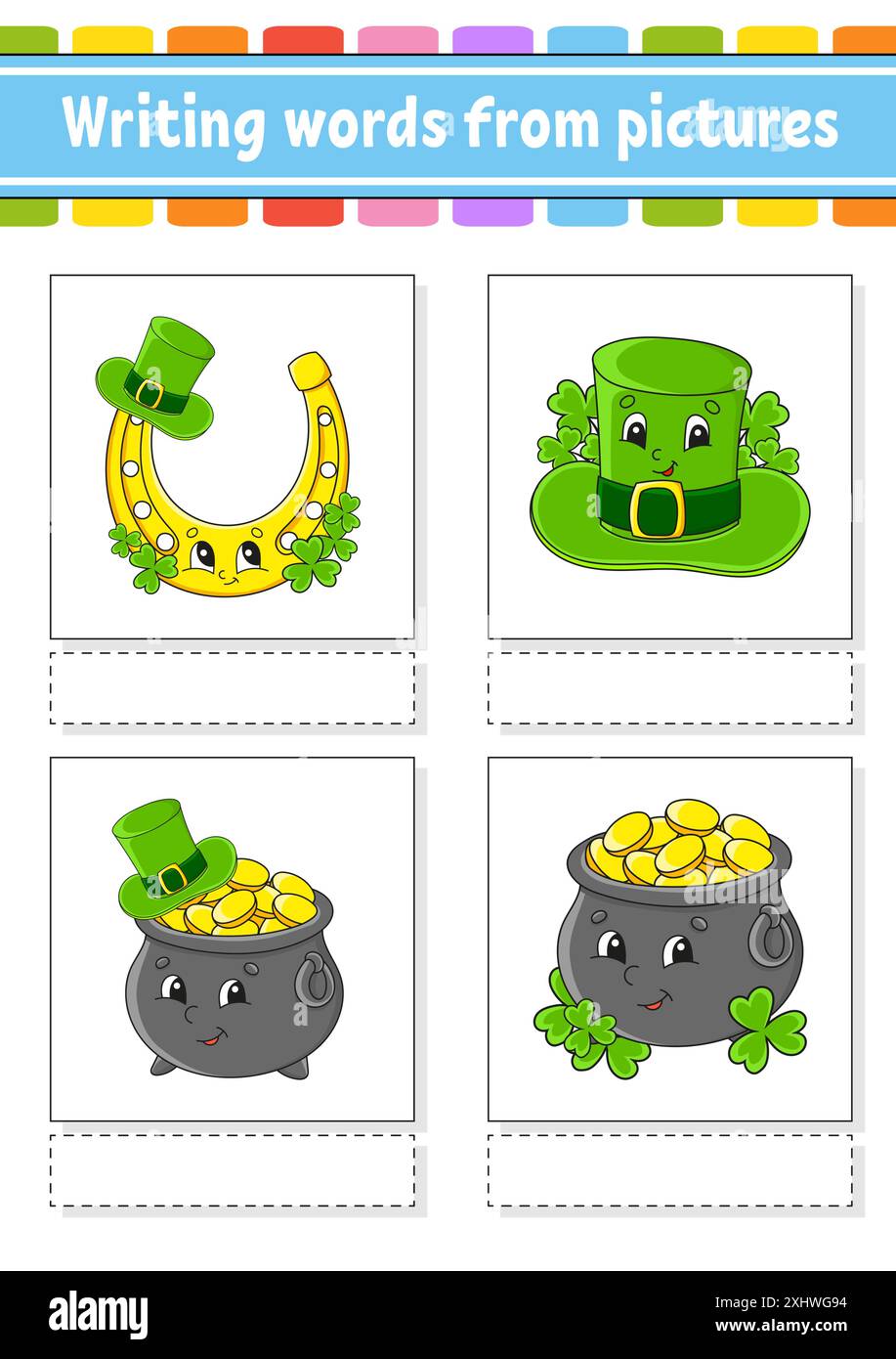 Writing words from pictures. Education developing worksheet. Activity ...