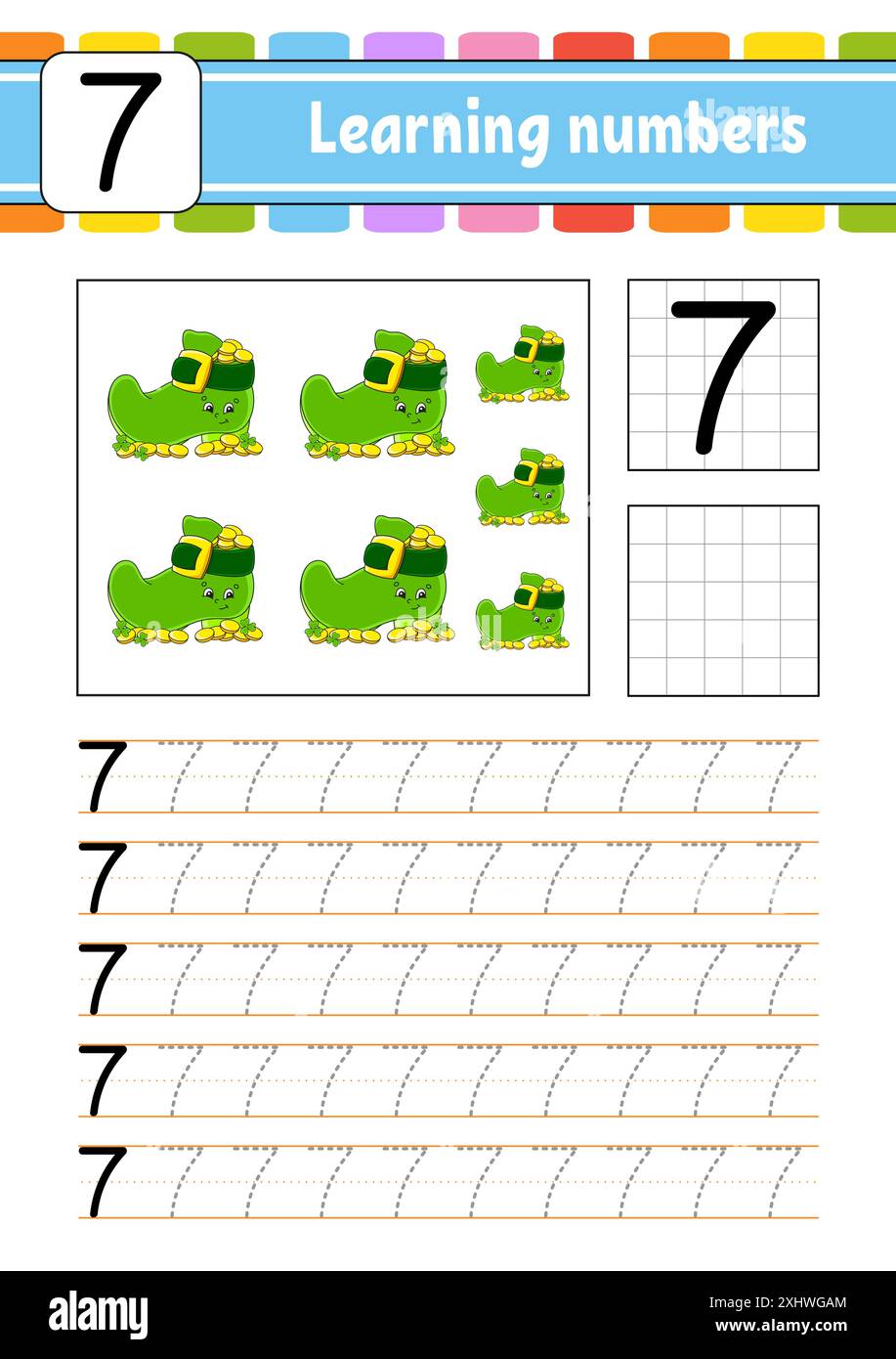 Trace and write numbers. Handwriting practice. Learning numbers for ...
