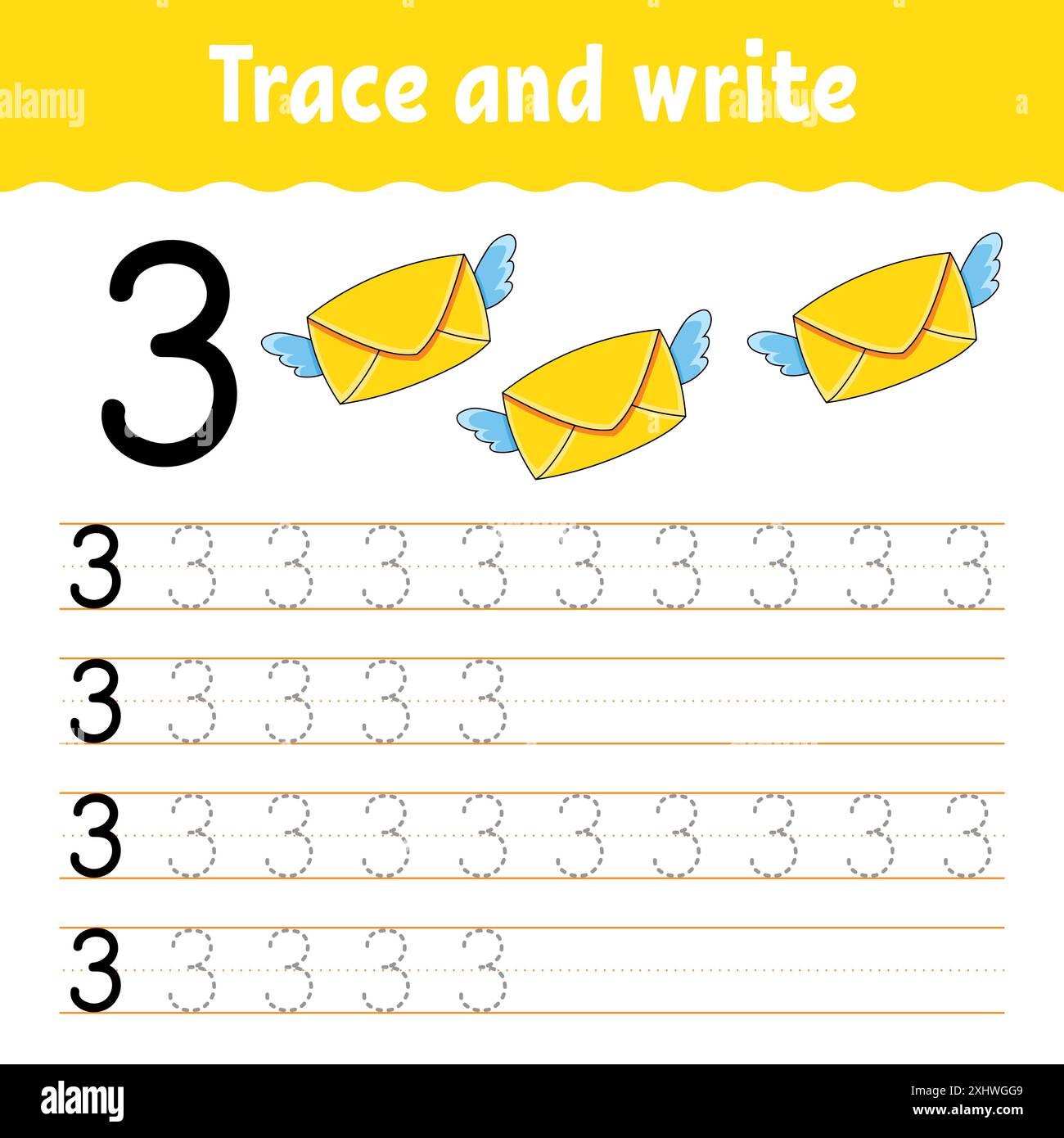 Learn Numbers. Trace and write. Handwriting practice. Education ...
