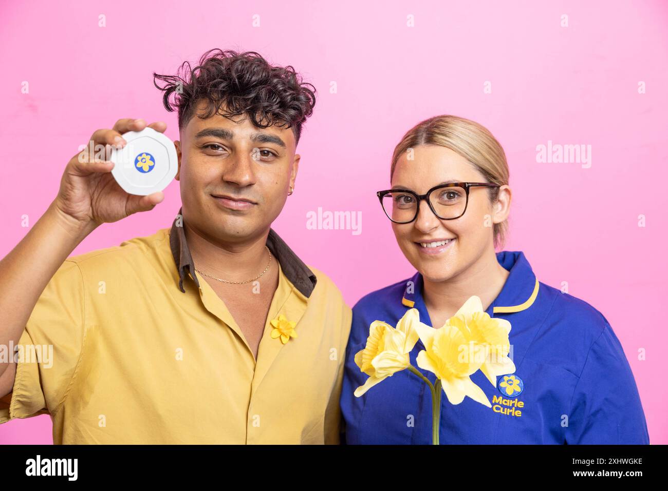 EDITORIAL USE ONLY Actor Karim Zeroual and Marie Curie Senior Nurse ...