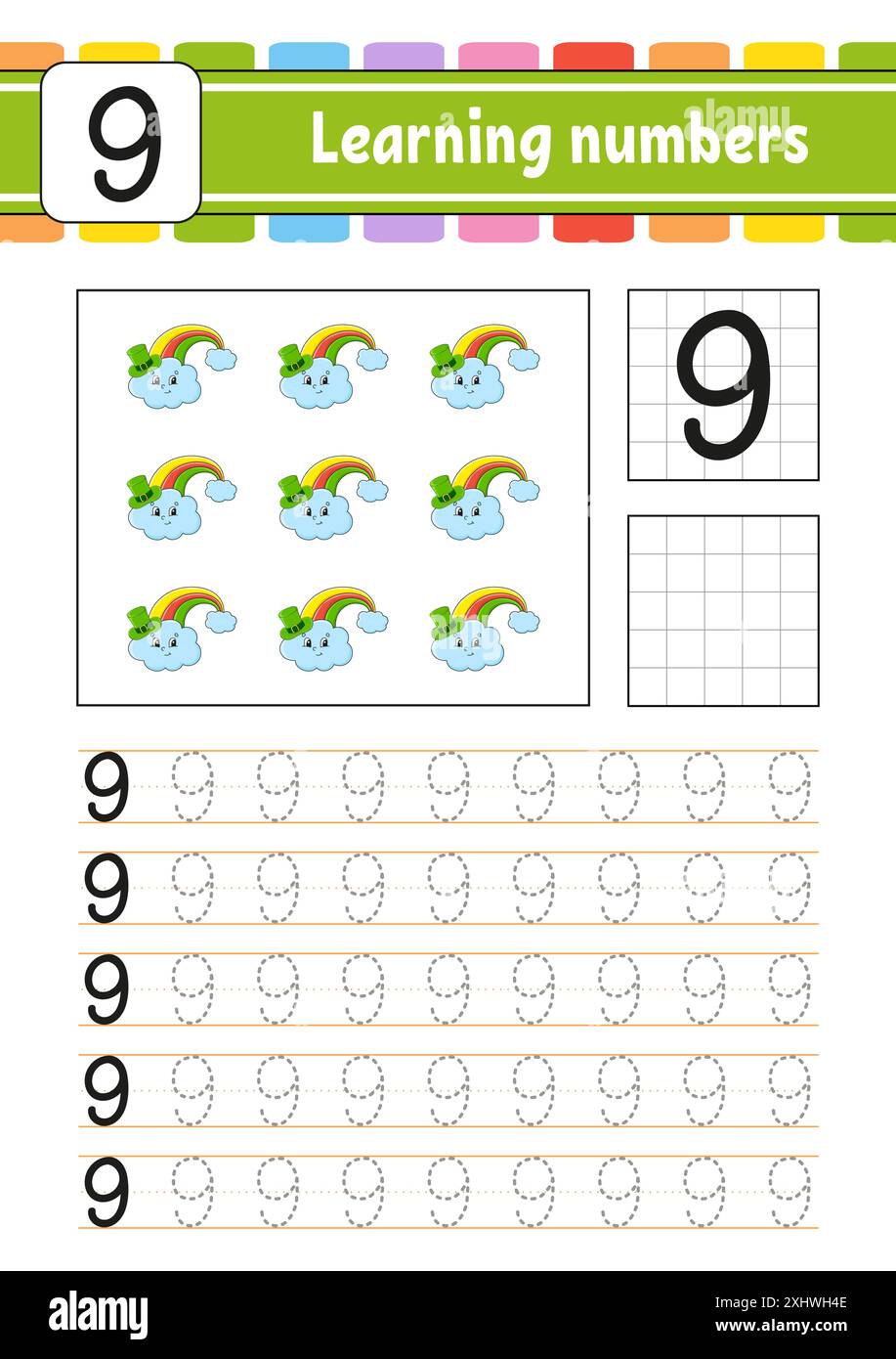 Trace and write numbers. Handwriting practice. Learning numbers for ...
