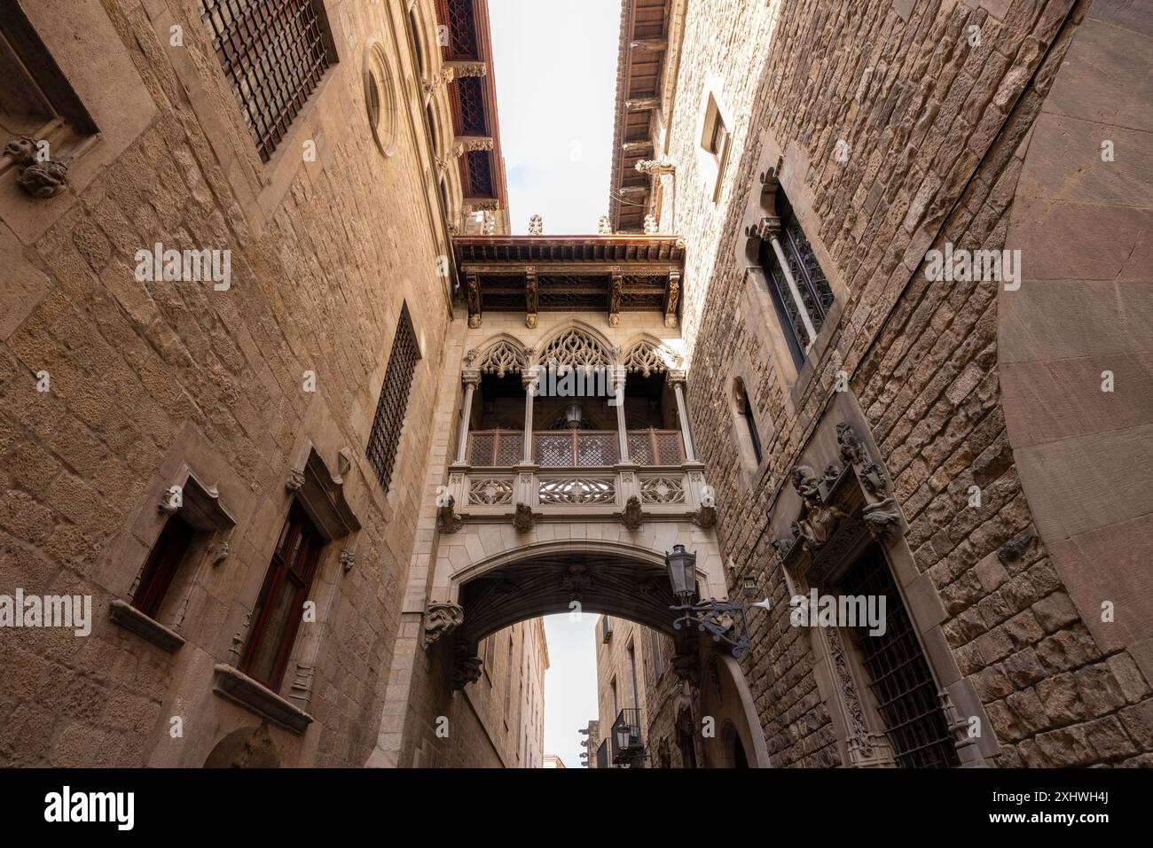 Barcelona, Spain, October 31, 2023 - The enchanting gothic walkway of ...