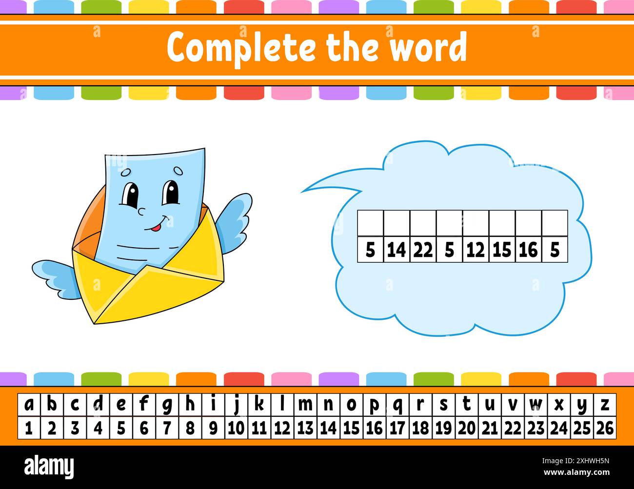 Complete the words. Cipher code. Learning vocabulary and numbers ...