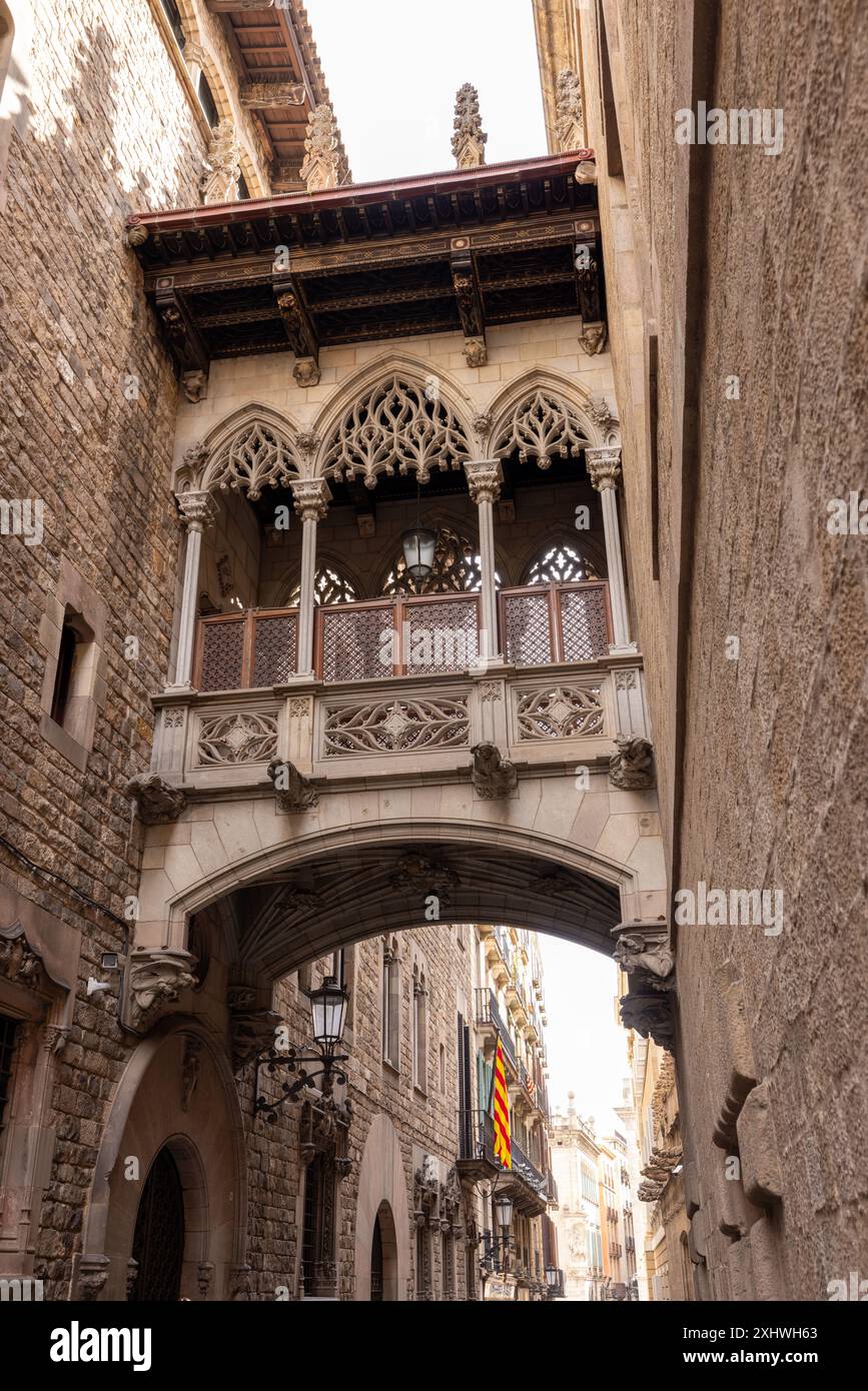 Barcelona, Spain, October 31, 2023 - The gothic walkway of the ...