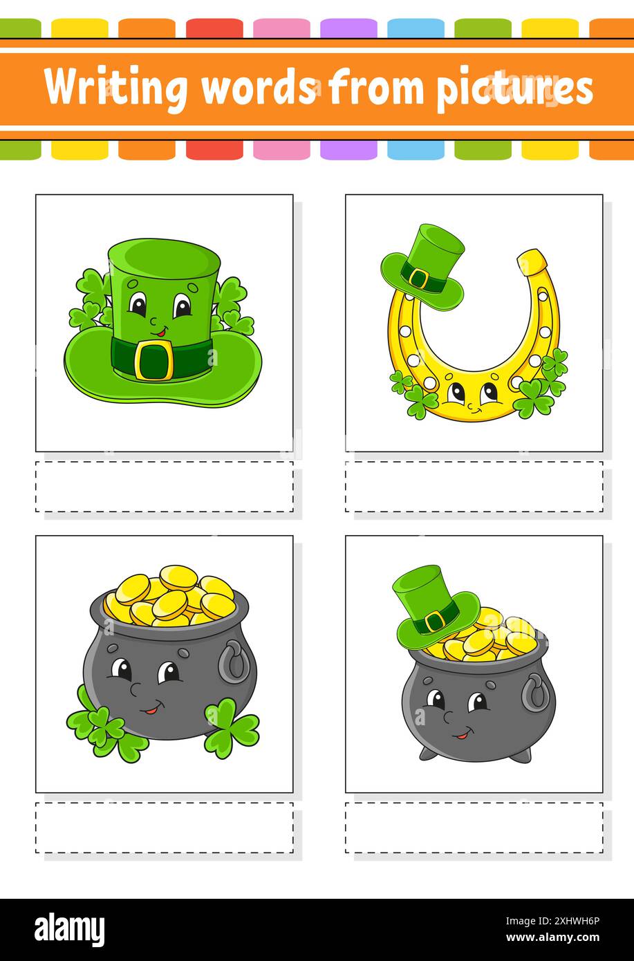 Writing words from pictures. Education developing worksheet. Activity ...