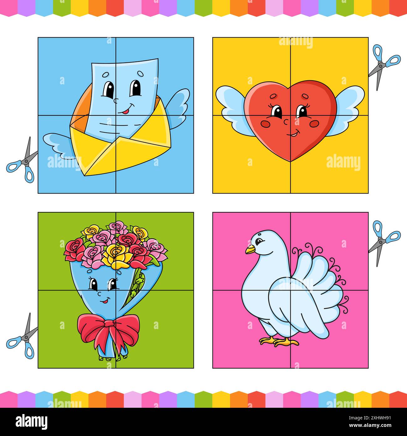 Cut and play. Paper game with glue. Flash cards. Education worksheet ...