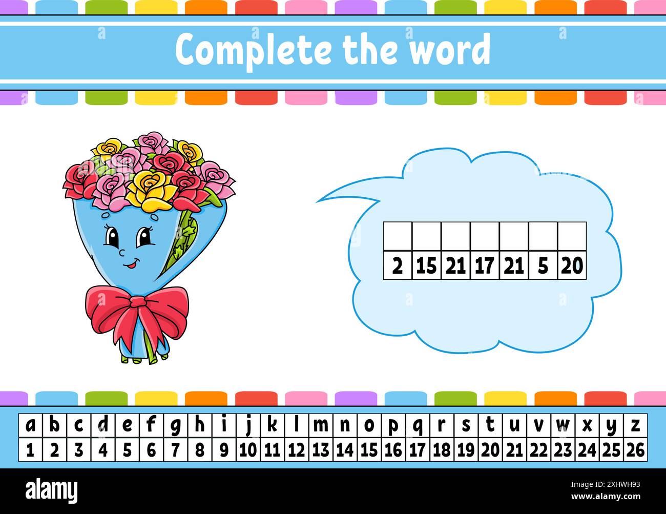 Complete the words. Cipher code. Learning vocabulary and numbers ...
