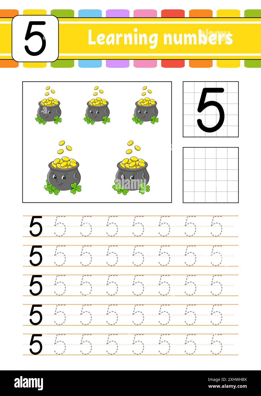 Trace and write numbers. Handwriting practice. Learning numbers for ...