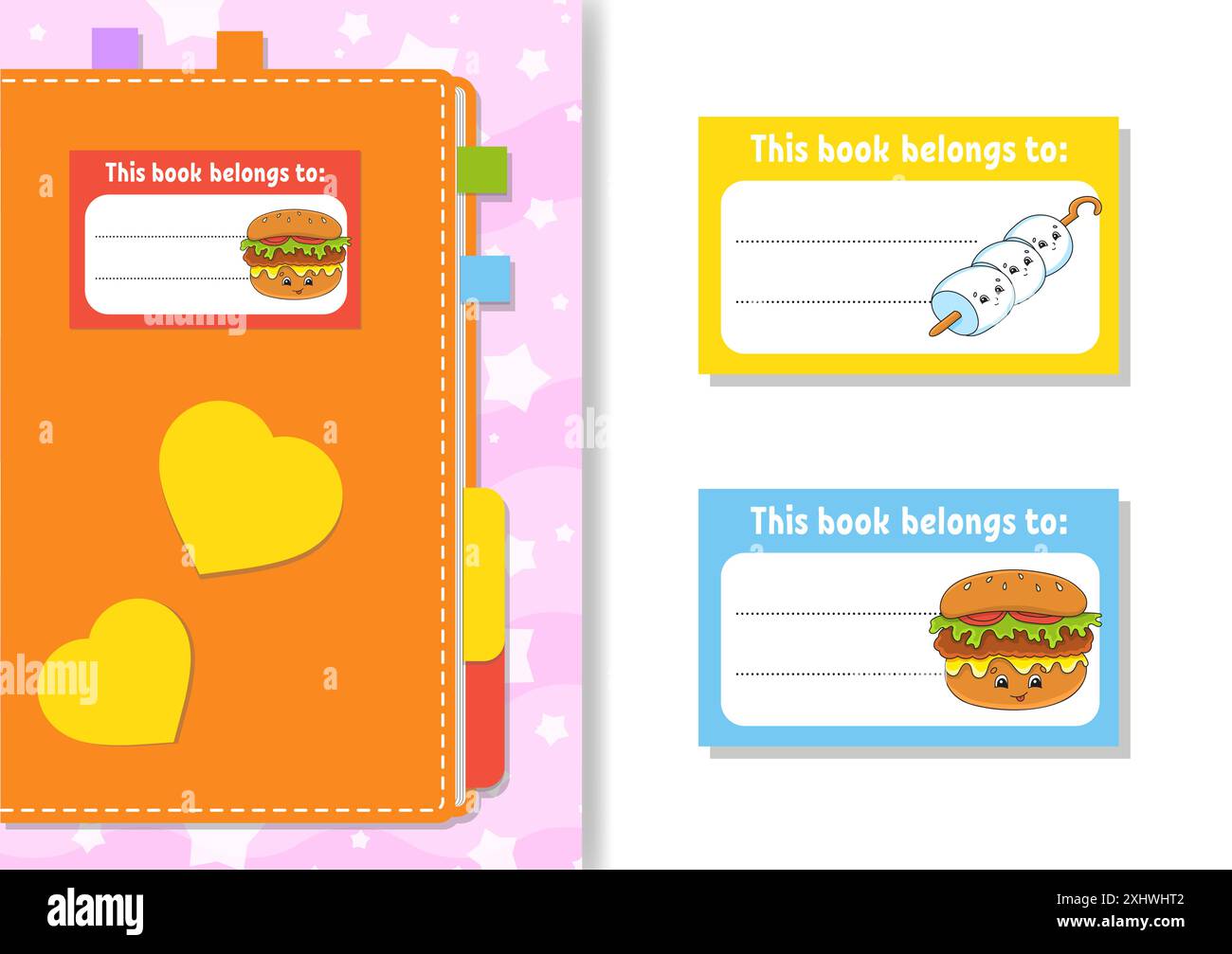 Book label stickers for kids. The rectangular shape. Isolated color ...