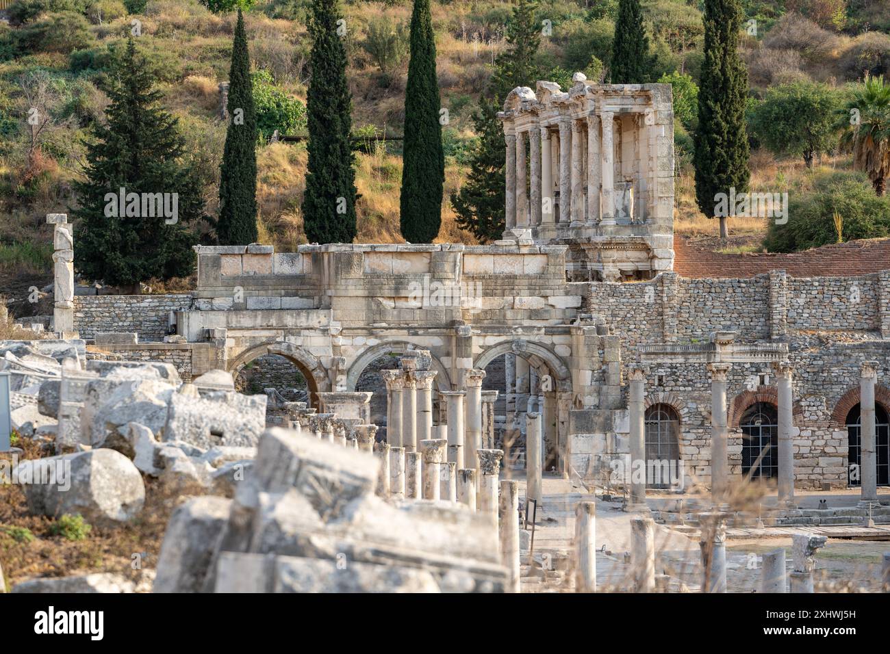 Celsus library in the Ancient City of Ephesus with its magnificent view ...