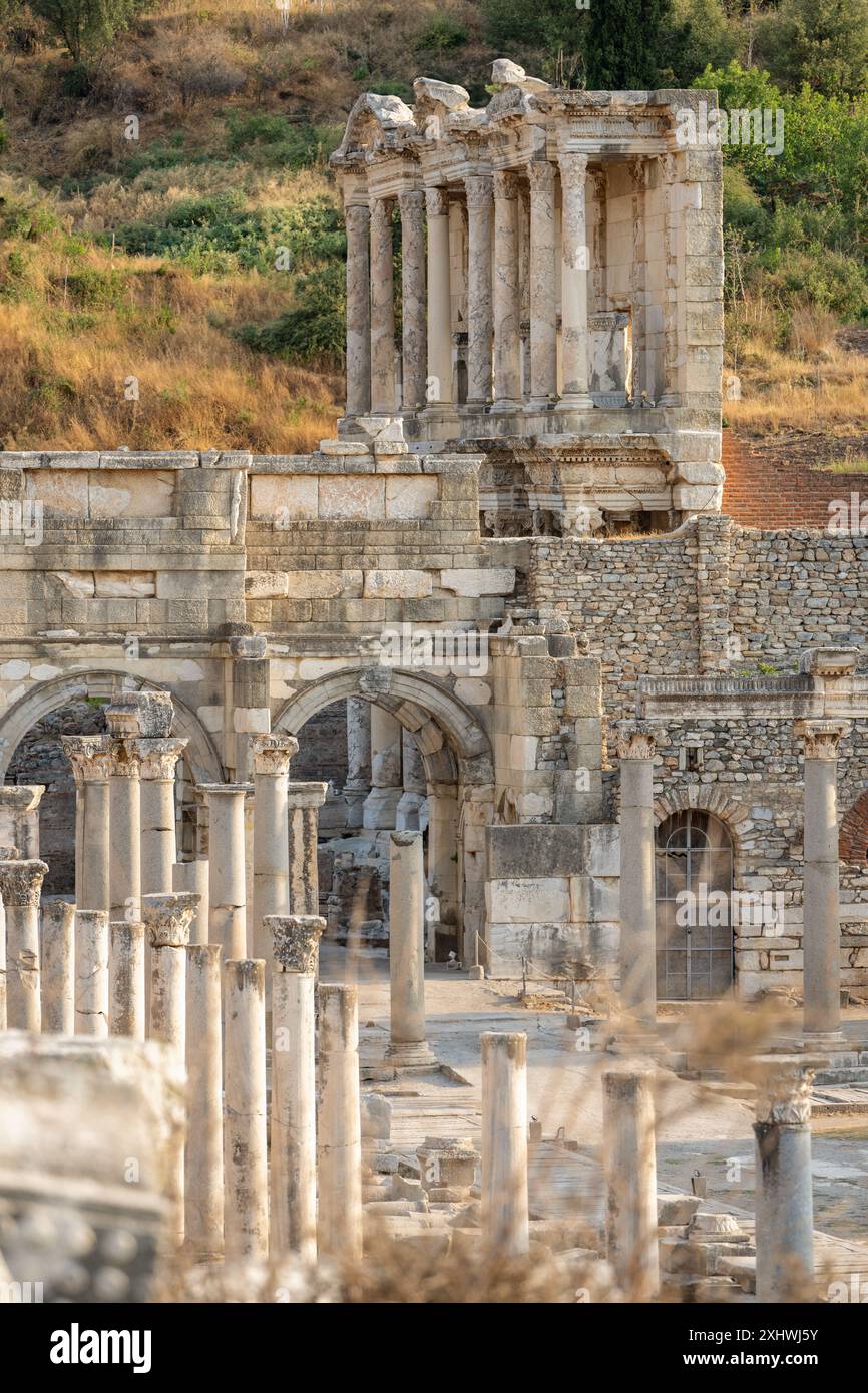 Celsus library in the Ancient City of Ephesus with its magnificent view ...