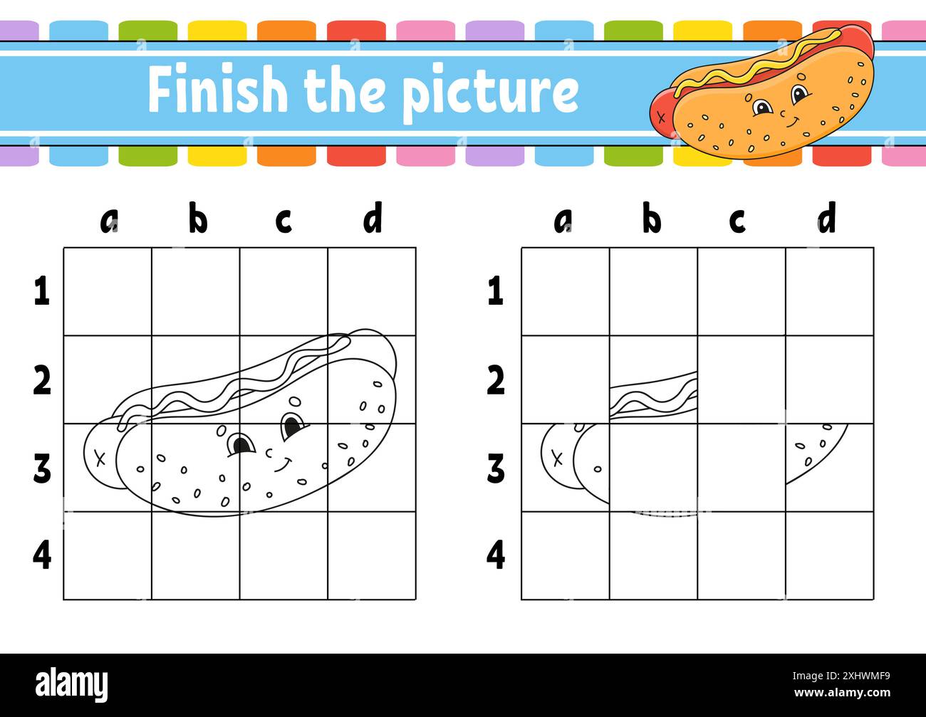 Finish the picture. Coloring book pages for kids. Education developing ...