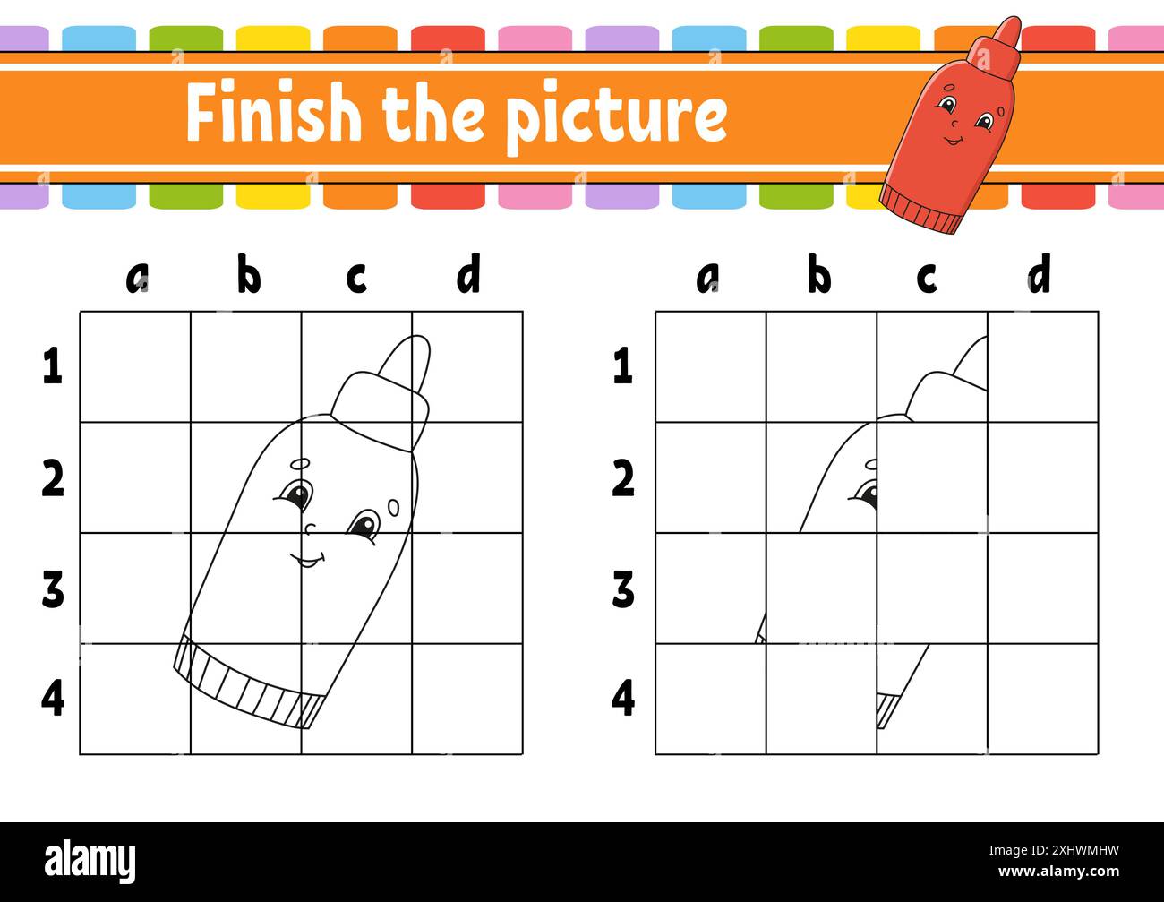 Finish the picture. Coloring book pages for kids. Education developing ...