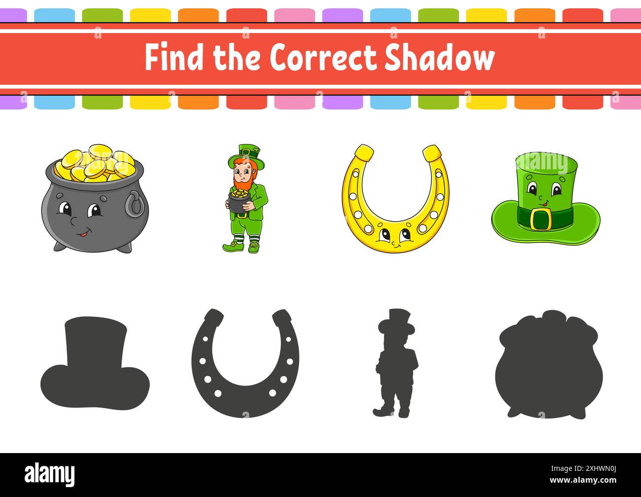 Match shadow puzzle worksheet kids Cut Out Stock Images & Pictures - Alamy